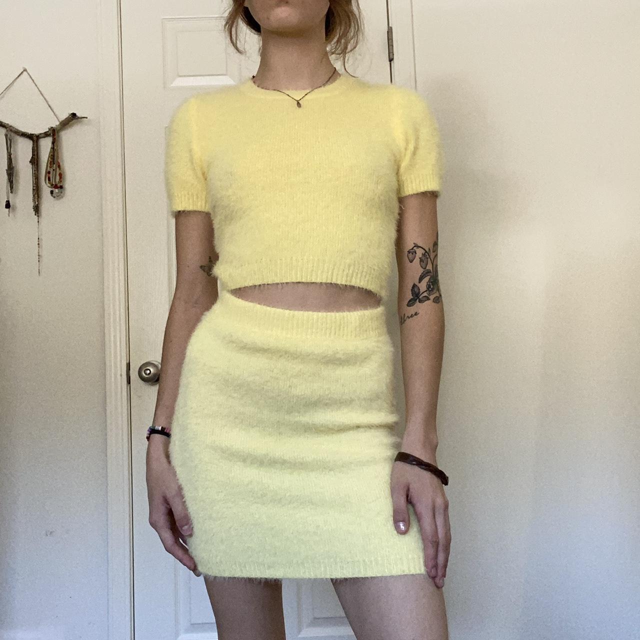 yellow fuzzy two piece set from cider! ☀︎ never... - Depop