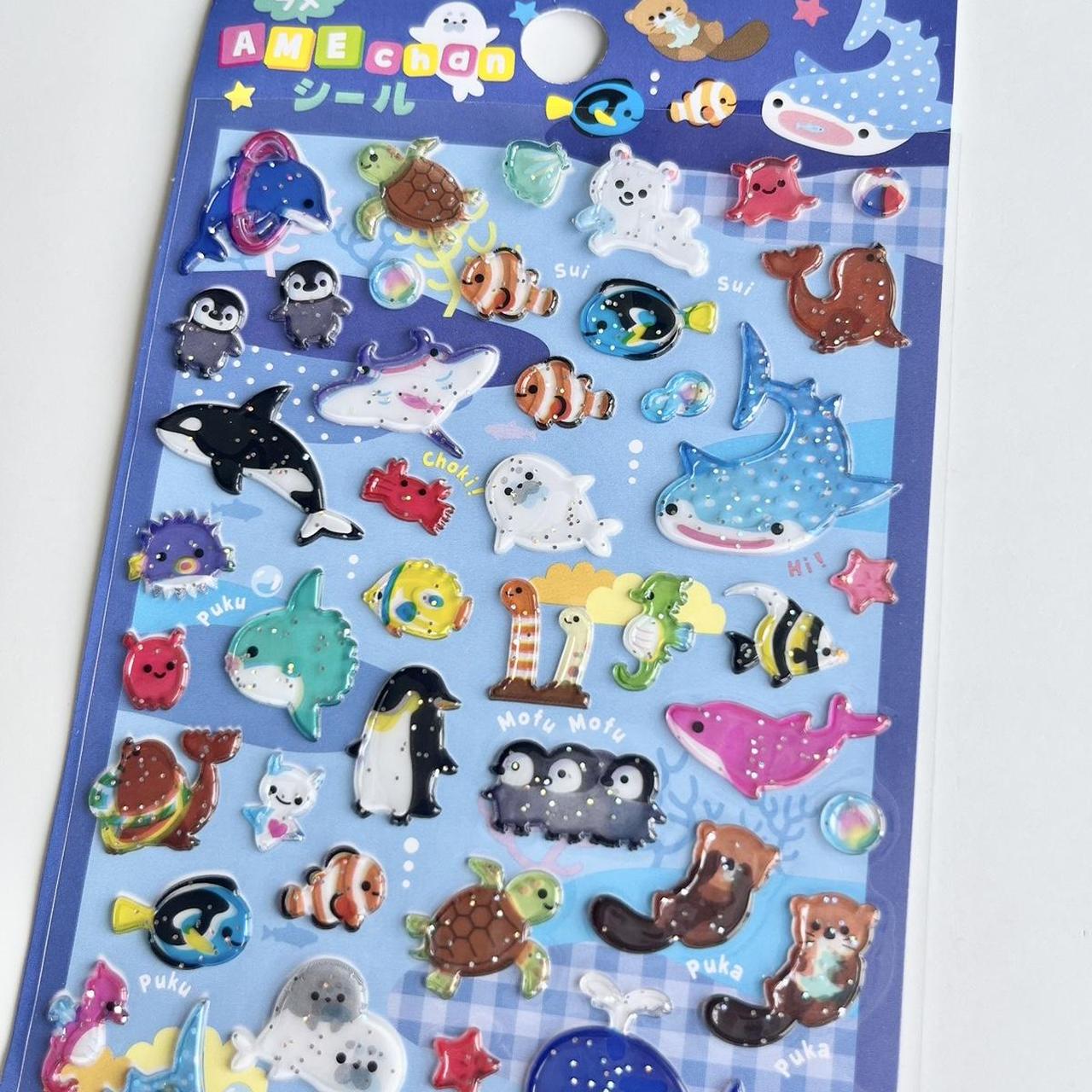 Aquarium sea creature stickers with 3d/ sparkly... | Depop