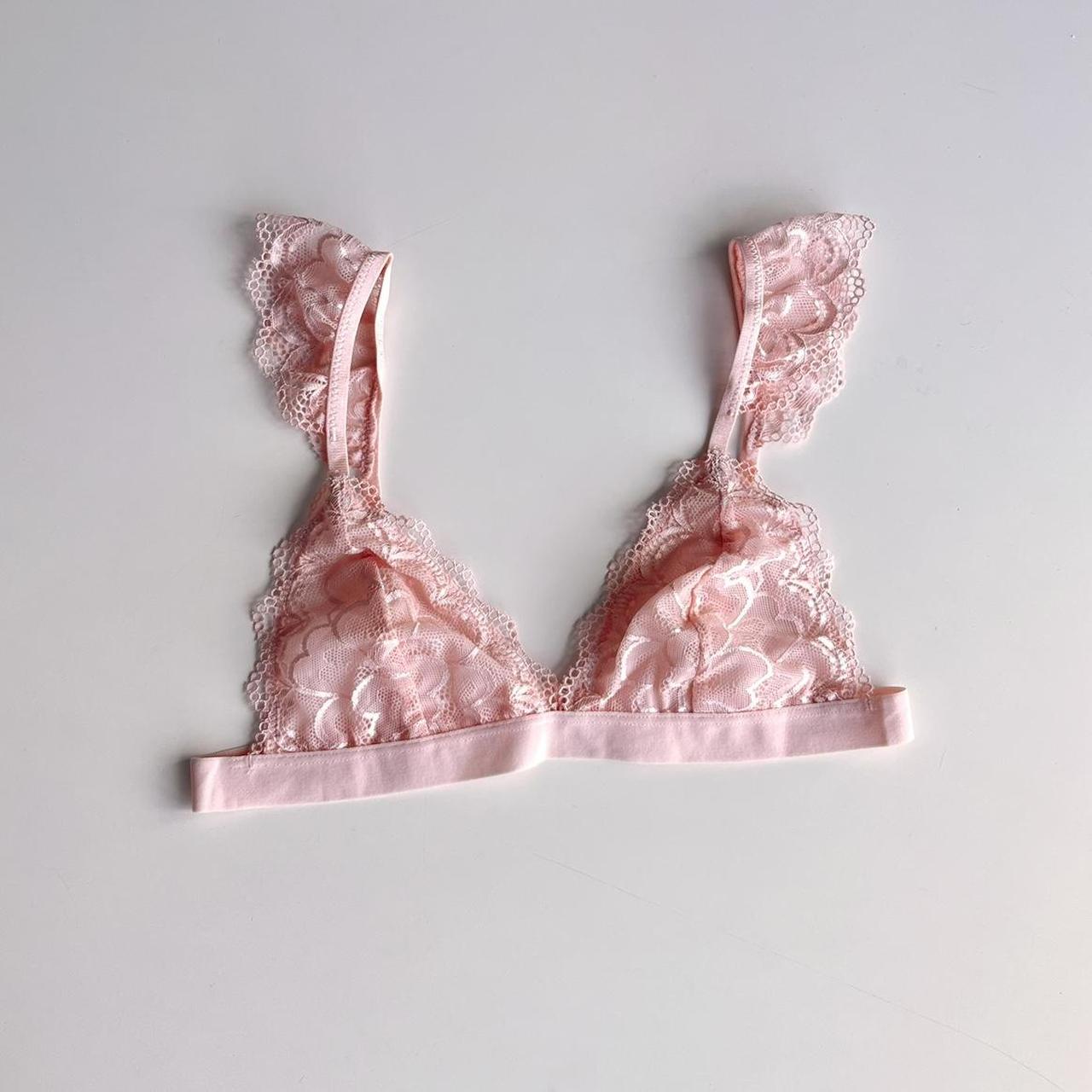Pink dainty lace bralette size 30A / XXS ... - Depop