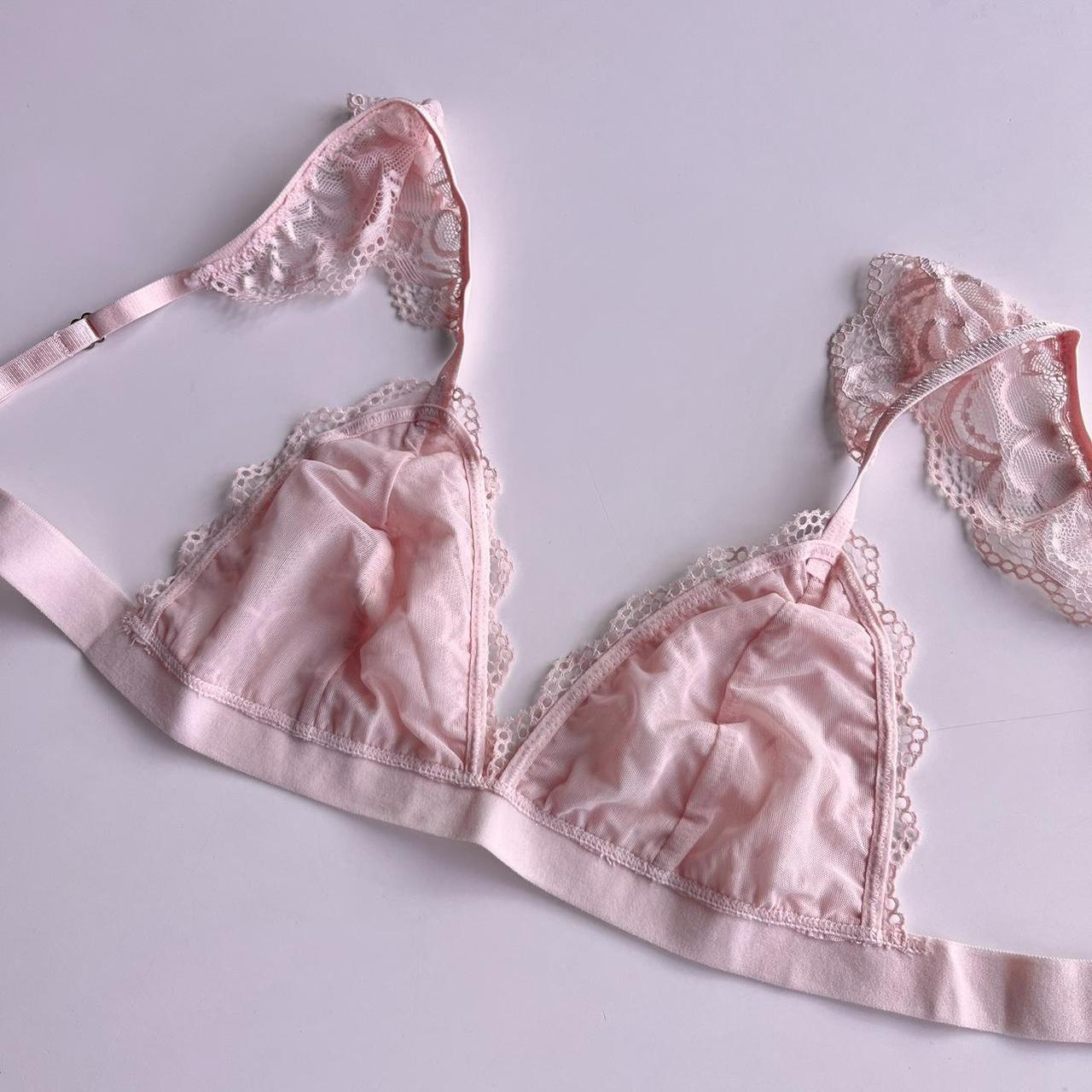 Pink dainty lace bralette size 30A / XXS ... - Depop