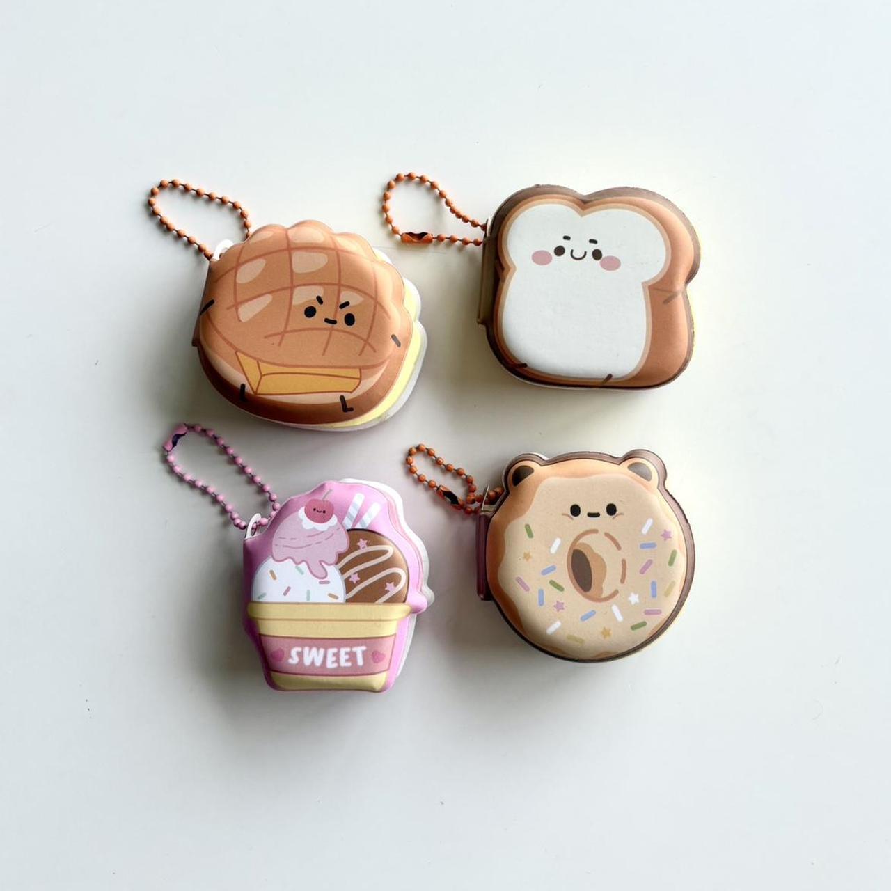 Set of 4 dessert keychain squishy notepad🍞 includes... | Depop