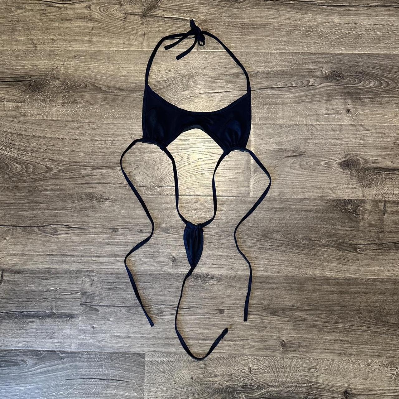 String micro mini monokini thong one-piece bathing... - Depop