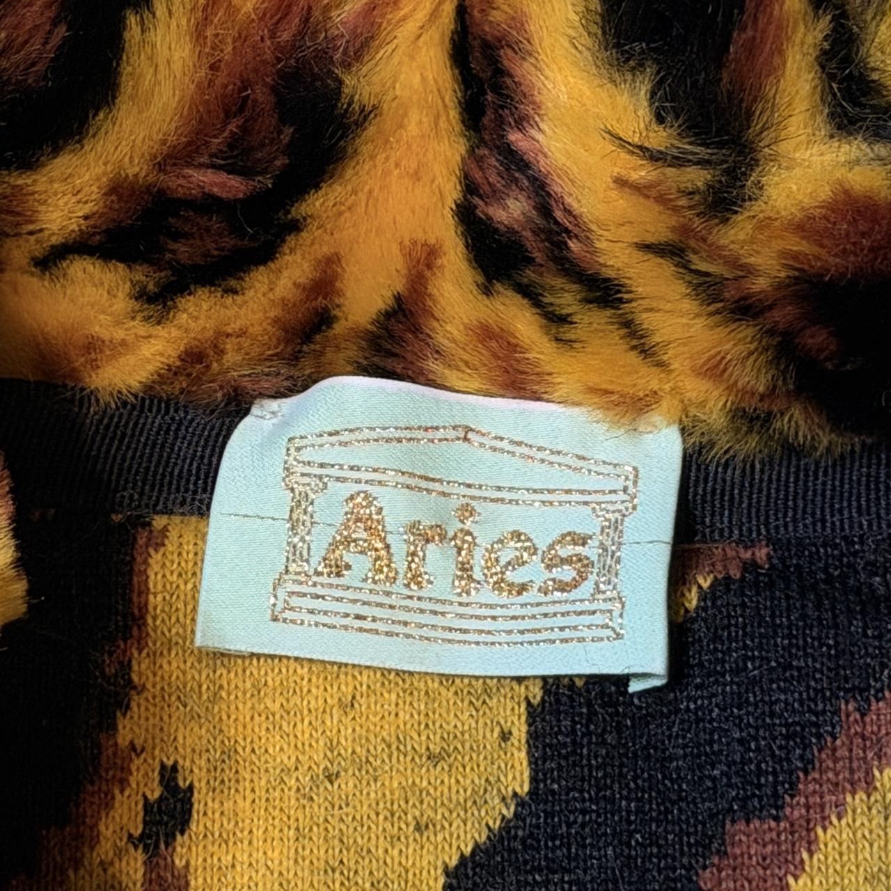 Aries Arise Faux Fur Half Zip - Animal Print - used... | Depop