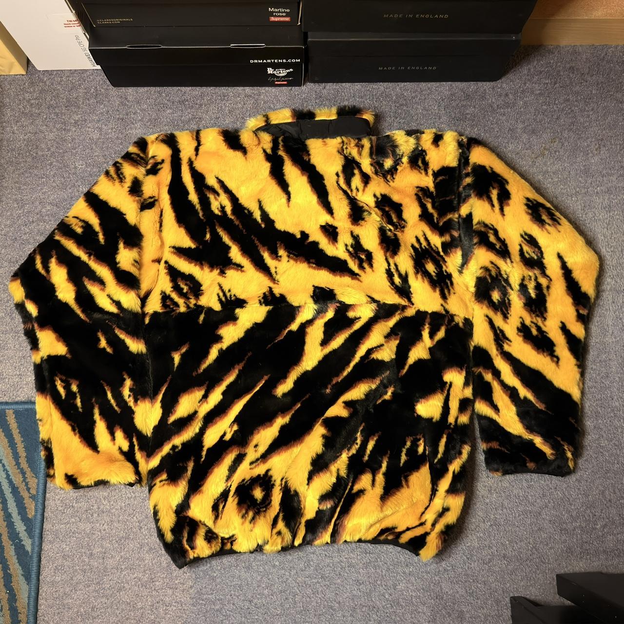 Aries Arise Faux Fur Half Zip - Animal Print - used... | Depop