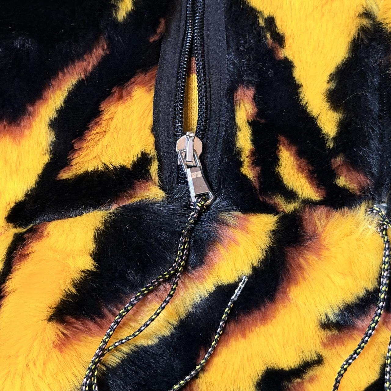 Aries Arise Faux Fur Half Zip - Animal Print - used... | Depop