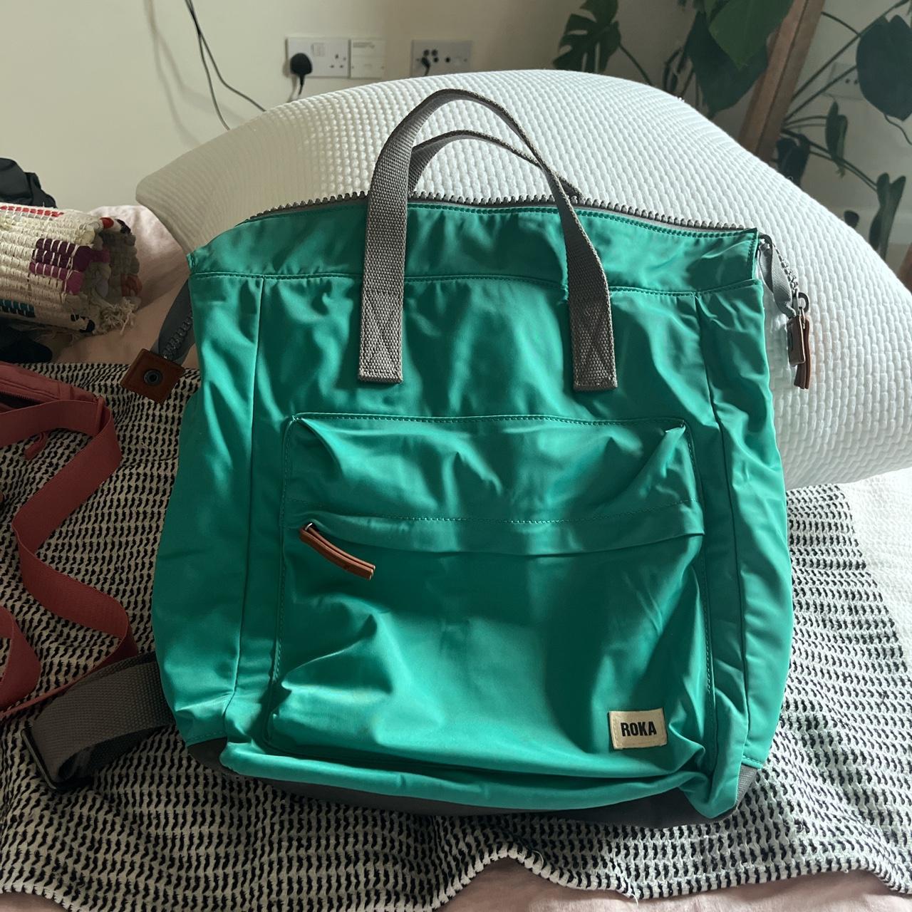 Used once ROKA green backpack. Size medium 40cm x... - Depop