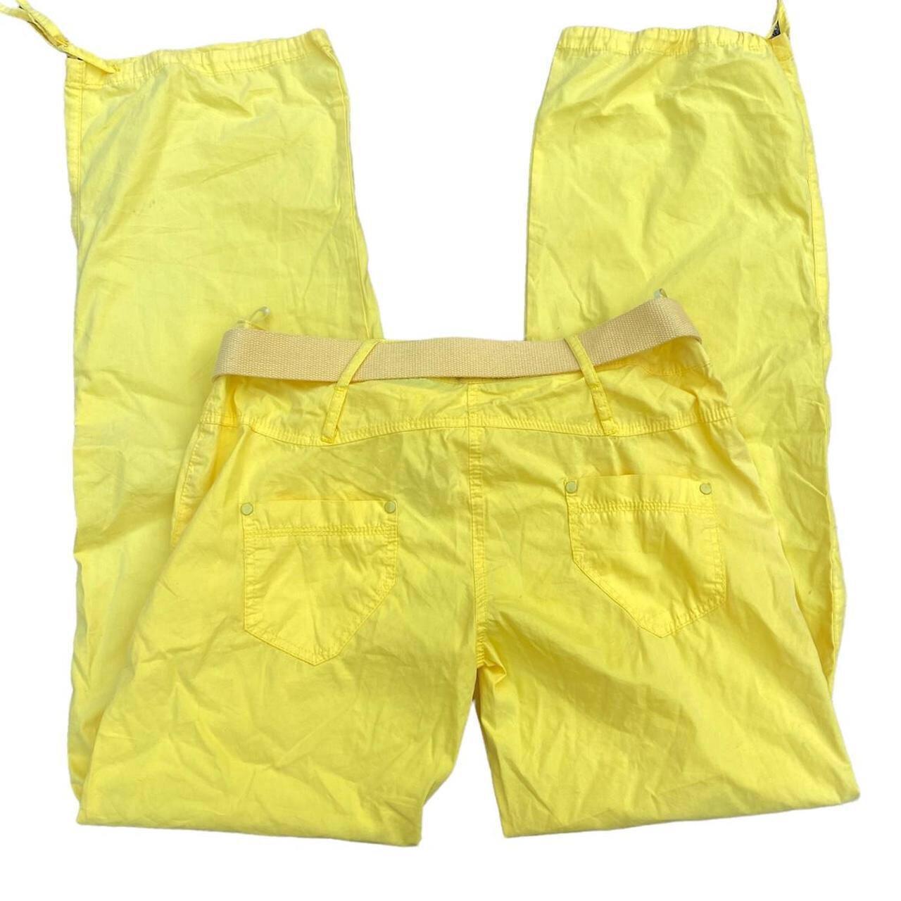 Deadstock vintage Y2K yellow cargo trousers with... - Depop