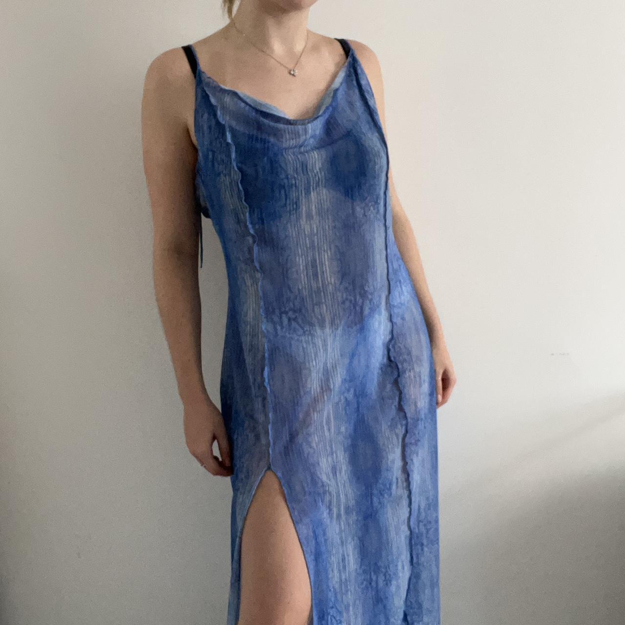 Weekday blue beachwear cover-up Blue partially... - Depop