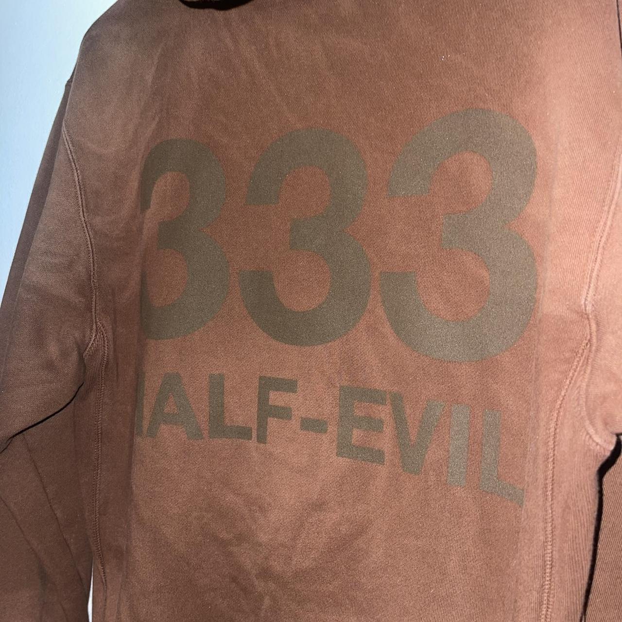 Half evil 333 brown faded style over the head hoodie... - Depop
