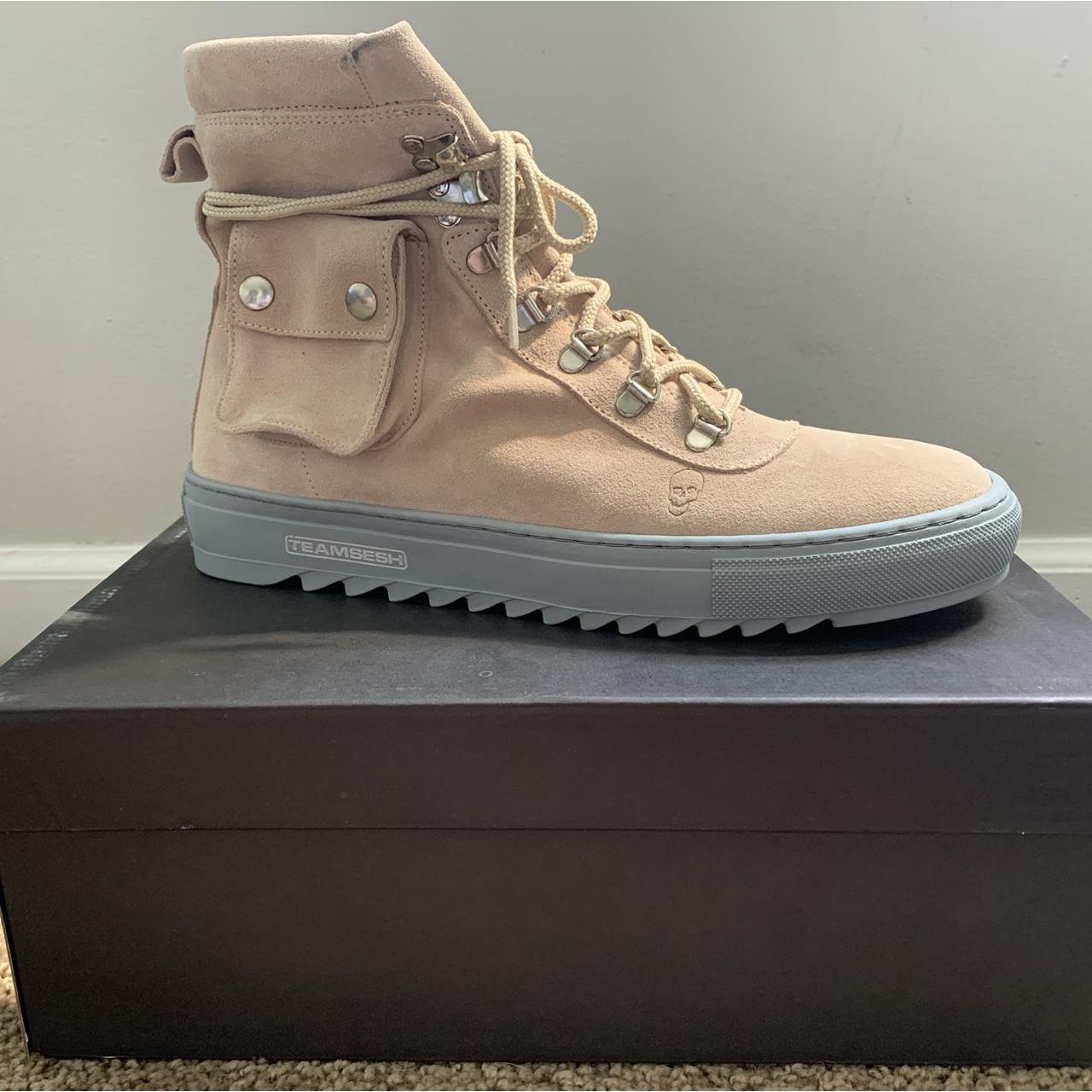 Teamsesh Deadman Cargo Boots Sand/Slate... - Depop