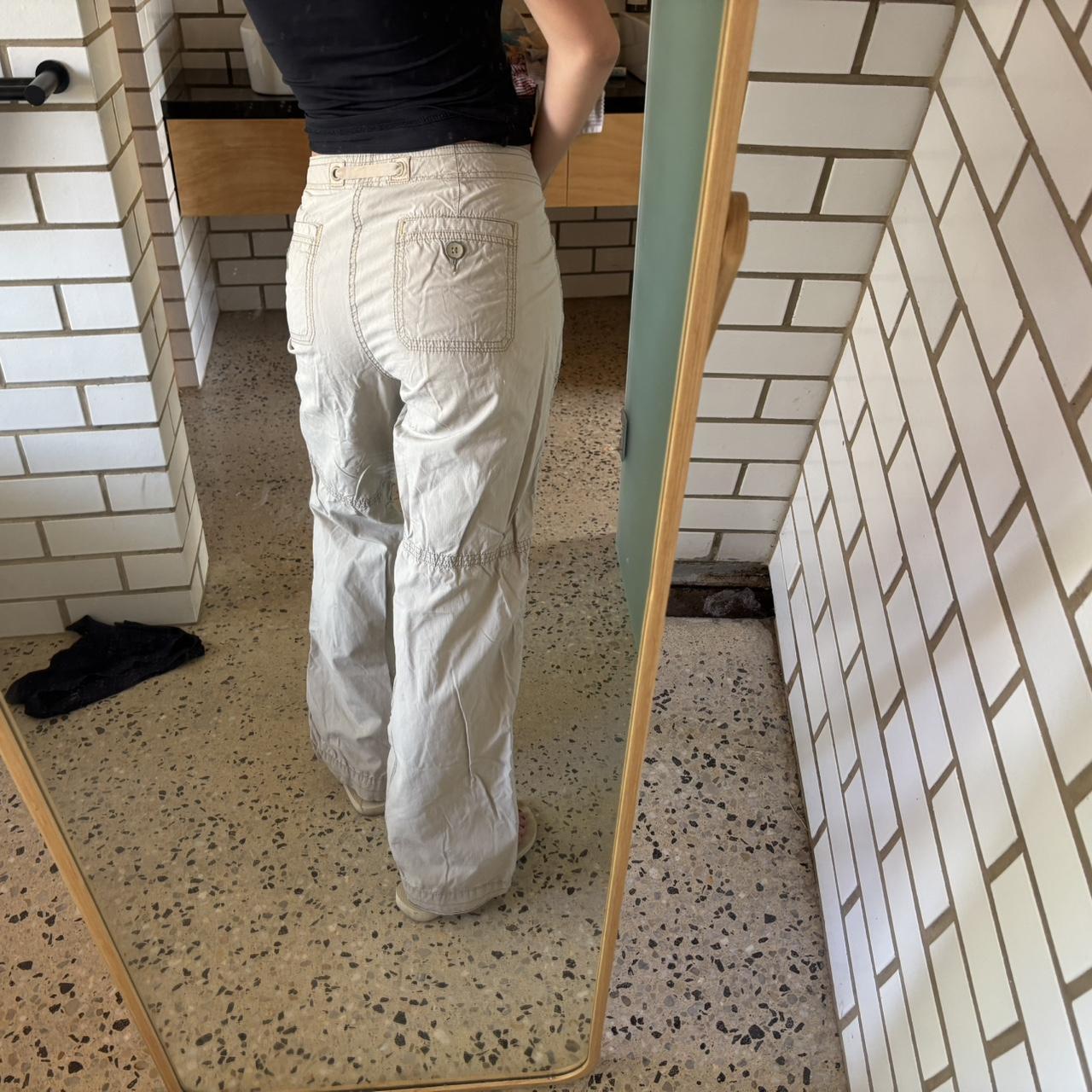 Vintage Gap light grey Cargo pants - shown pulled... | Depop