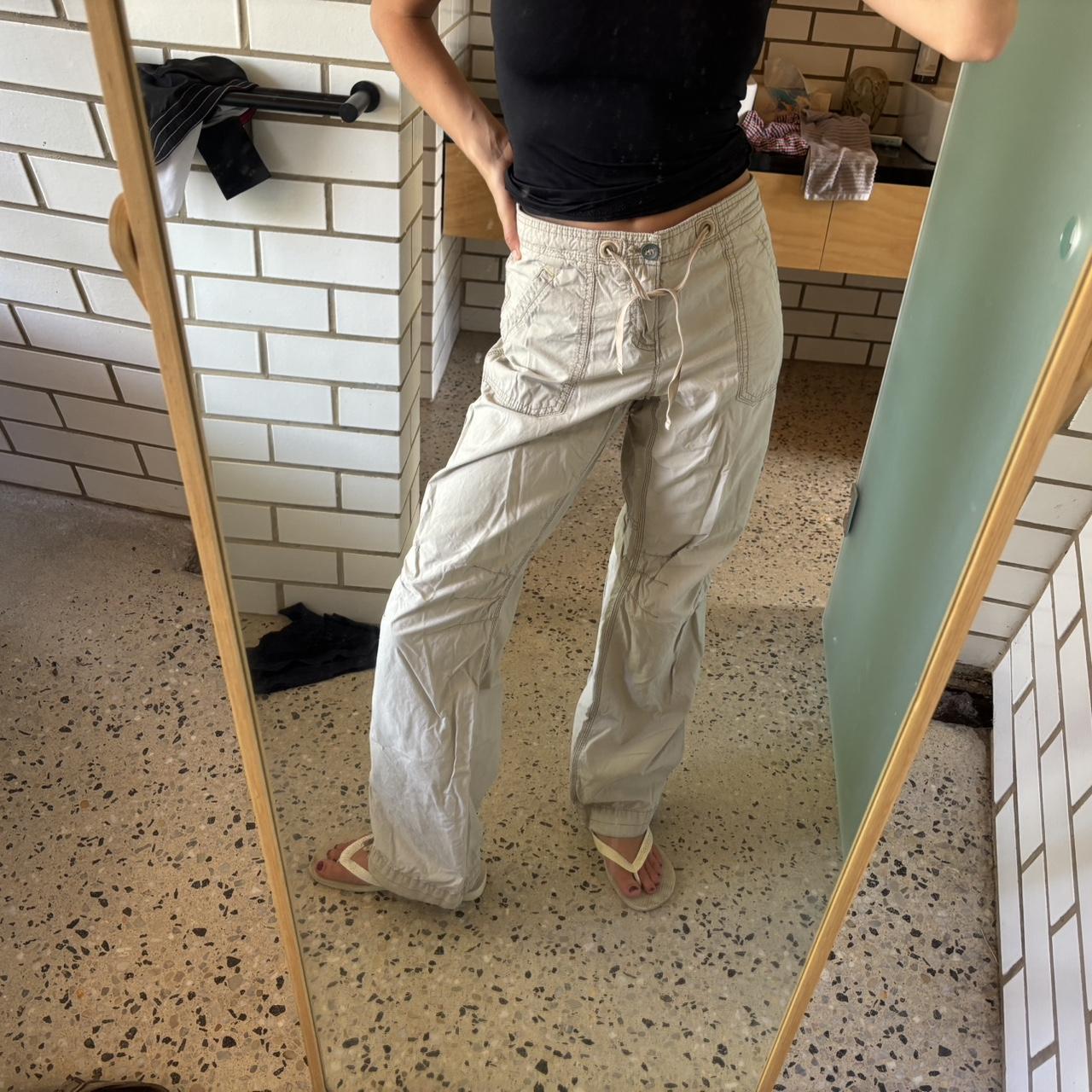 Vintage Gap light grey Cargo pants - shown pulled... | Depop