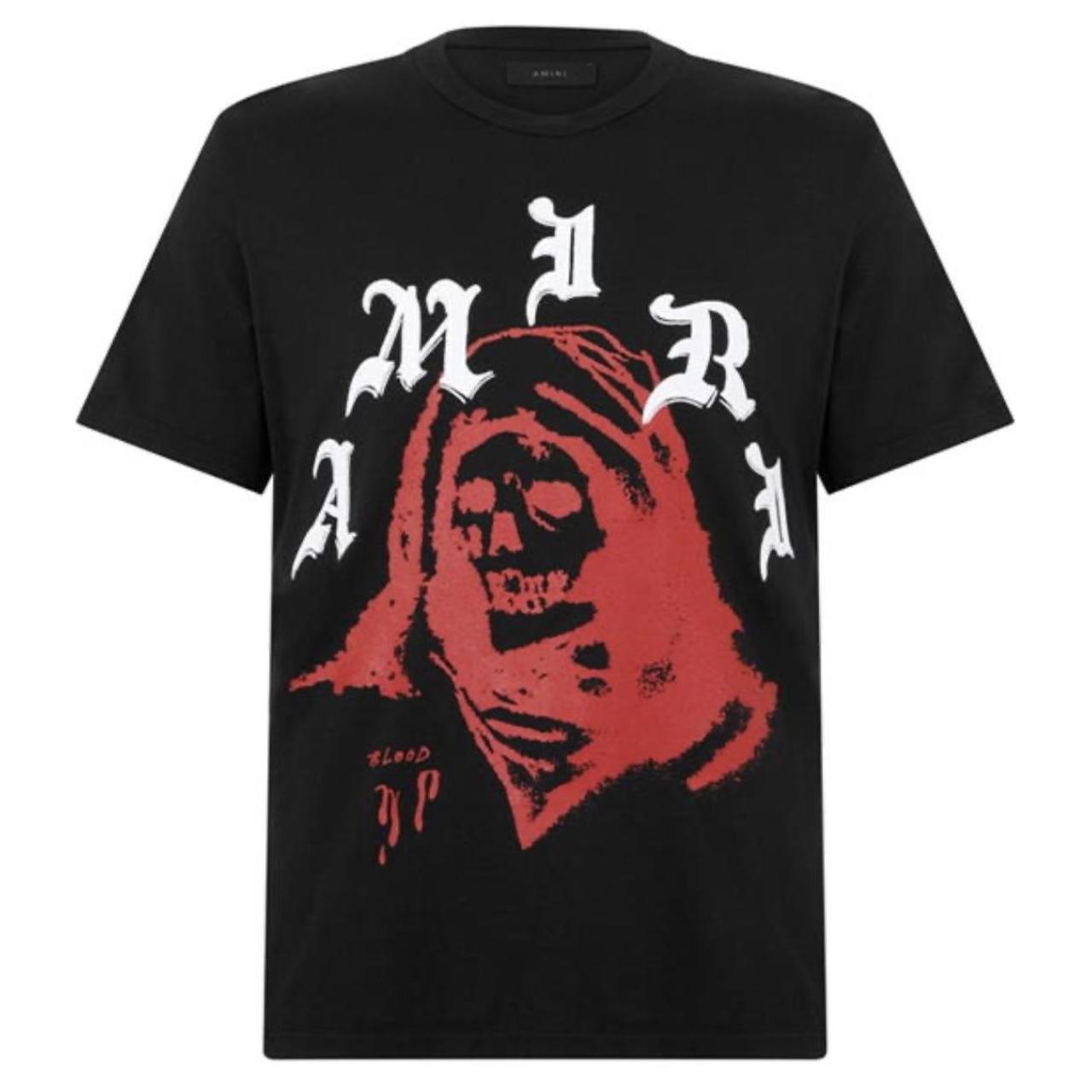 Amiri Men's Black and Red T-shirt | Depop