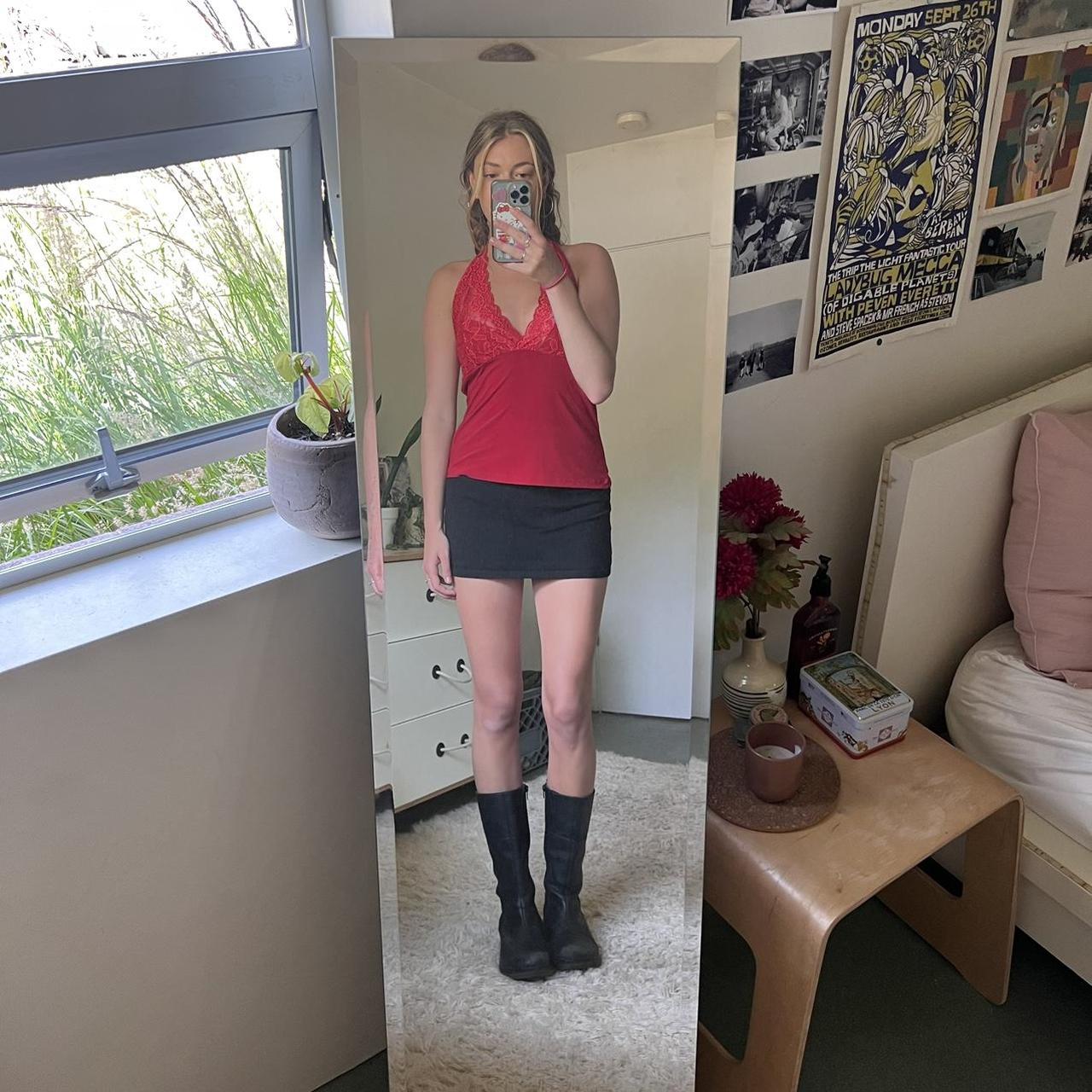 Lacy red Y2k halter top ⏰ Hottie top so fun n... - Depop
