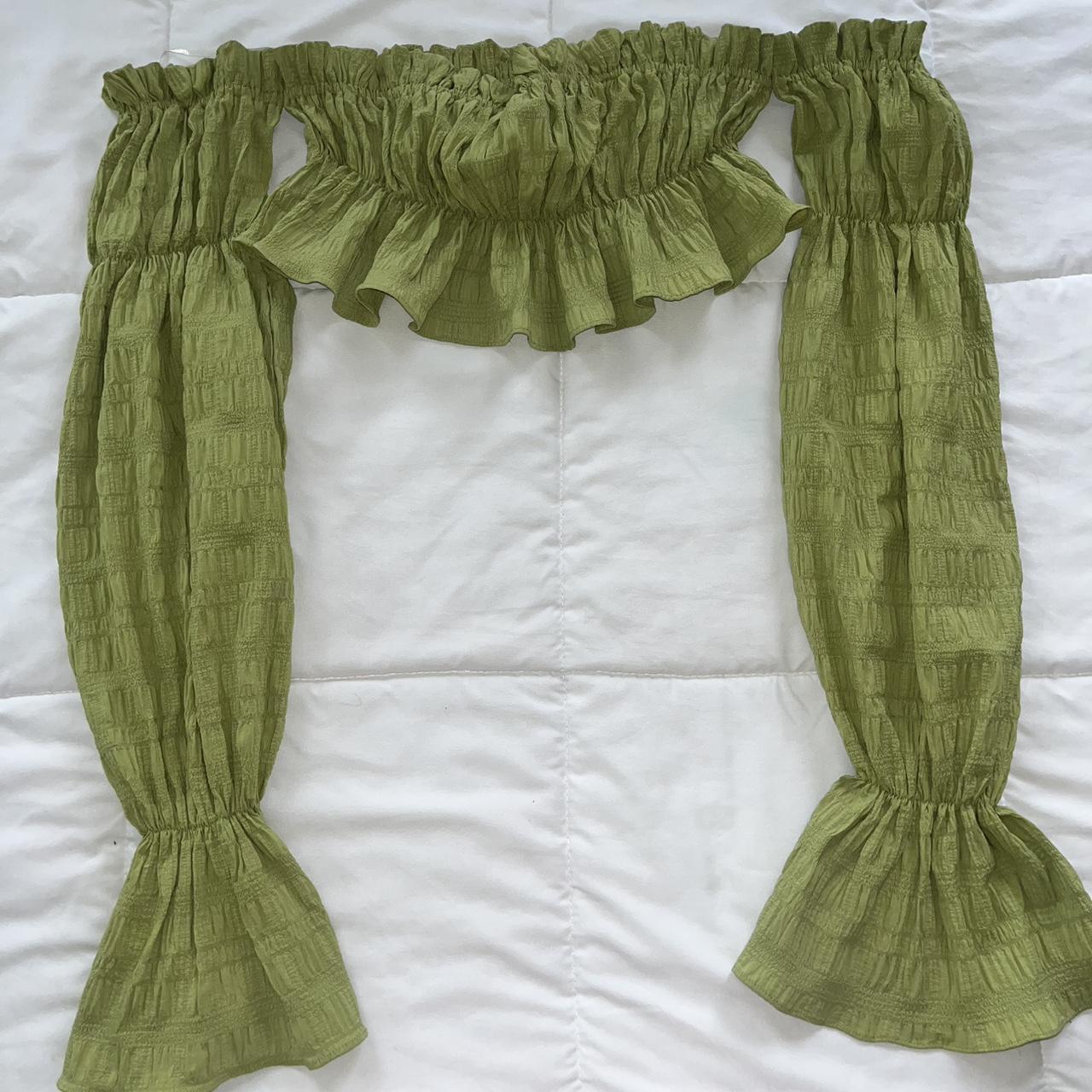 Green cropped boho top, size medium. Flowy and chic,... | Depop