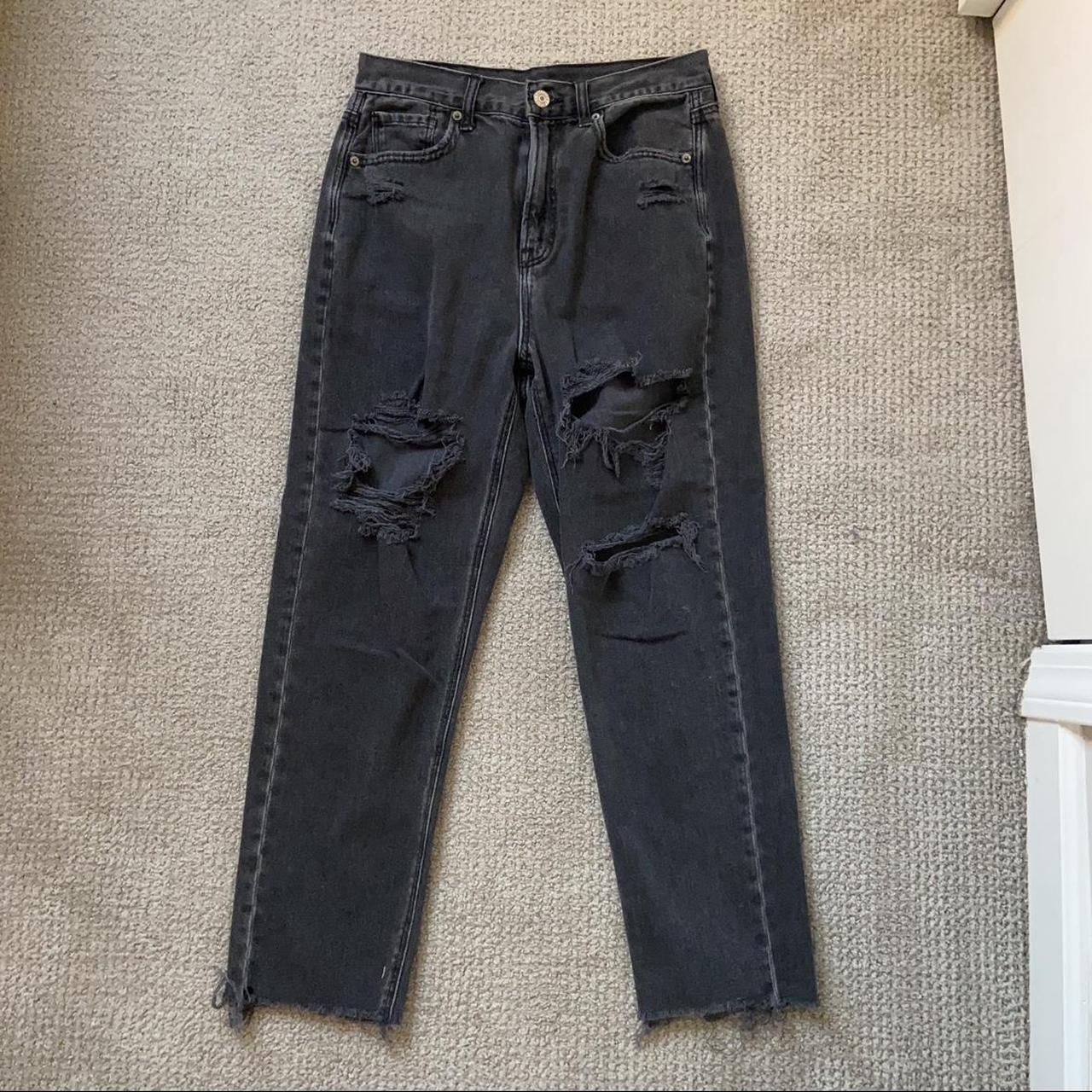 high waisted ripped black jeans, super comfy and... - Depop