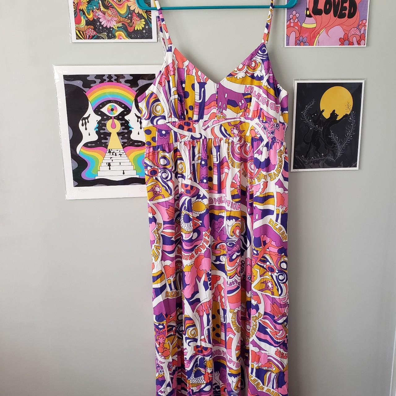 ModCloth maxi dress w/ colorful environmental theme!... - Depop