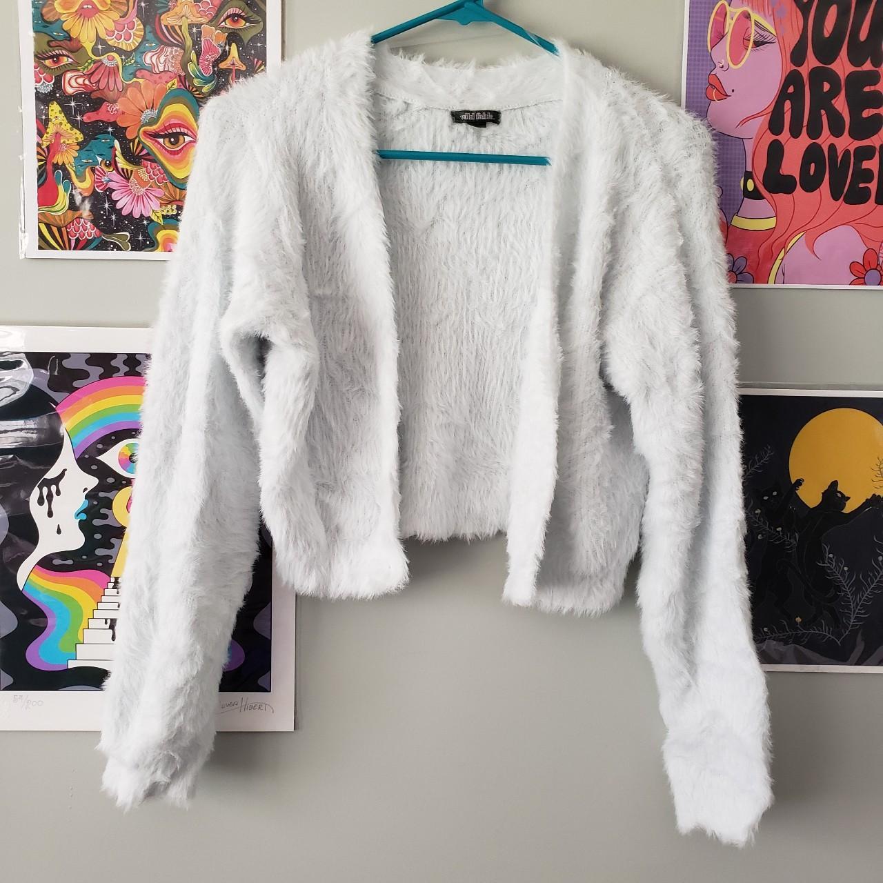 Wild Fable fuzzy light blue crop cardigan!... - Depop