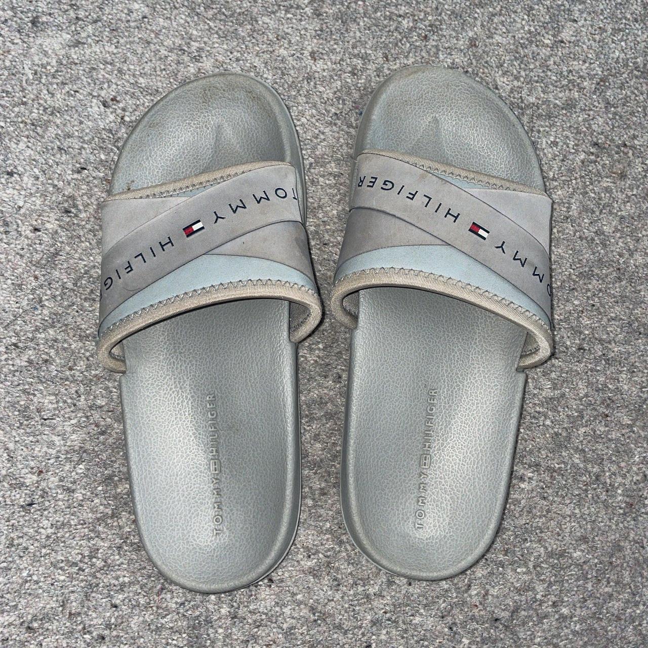 Tommy Hilfiger Women's Grey Slides | Depop