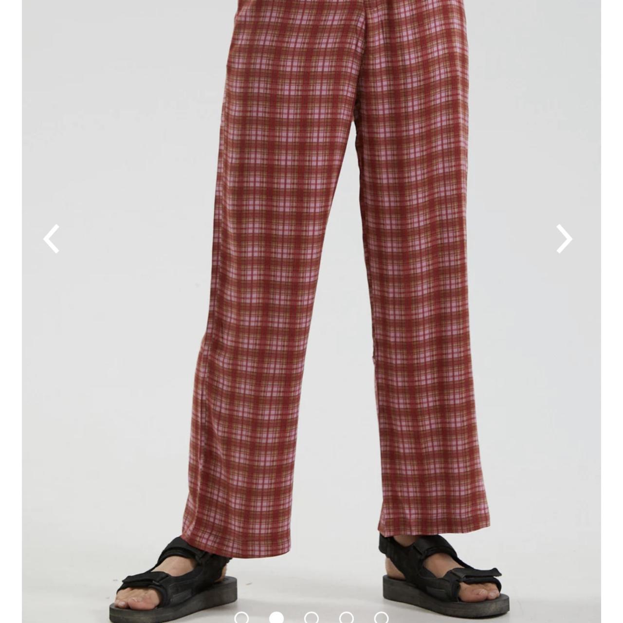 Afends Womens Janey - Recycled Check Low Rise Pants... - Depop