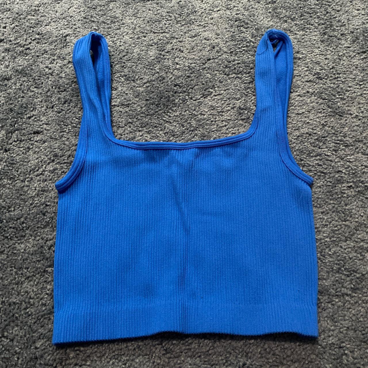 Blue ribbed tank top - Depop