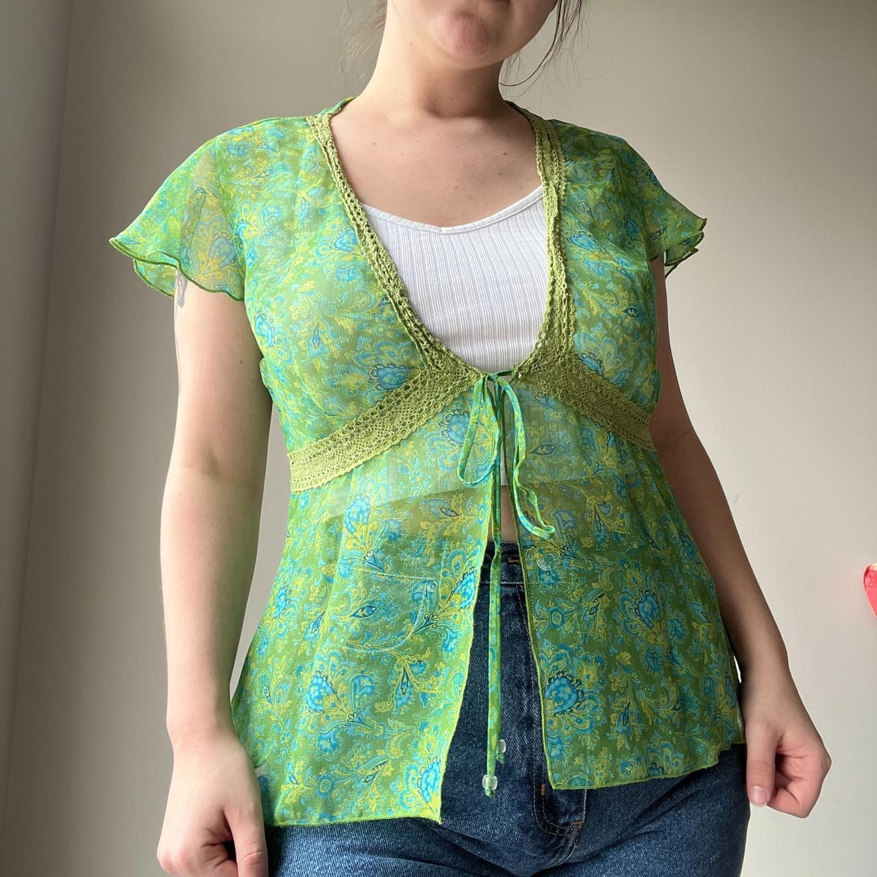 Super fun see through green 💚 top Size 12 Shipping... - Depop