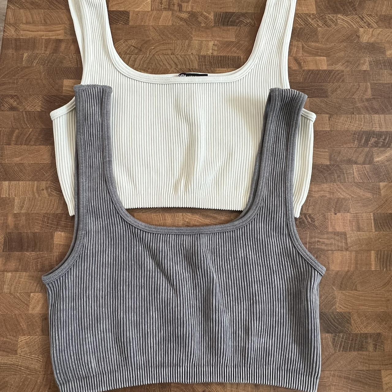 Zara ribbed cropped tank tops. Both a size XS-S.... - Depop