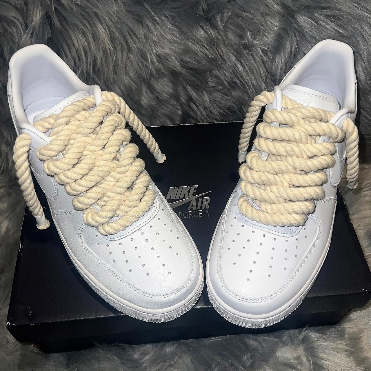 White AF1 x Cream Chunky rope laces. 🍨 Laces... - Depop