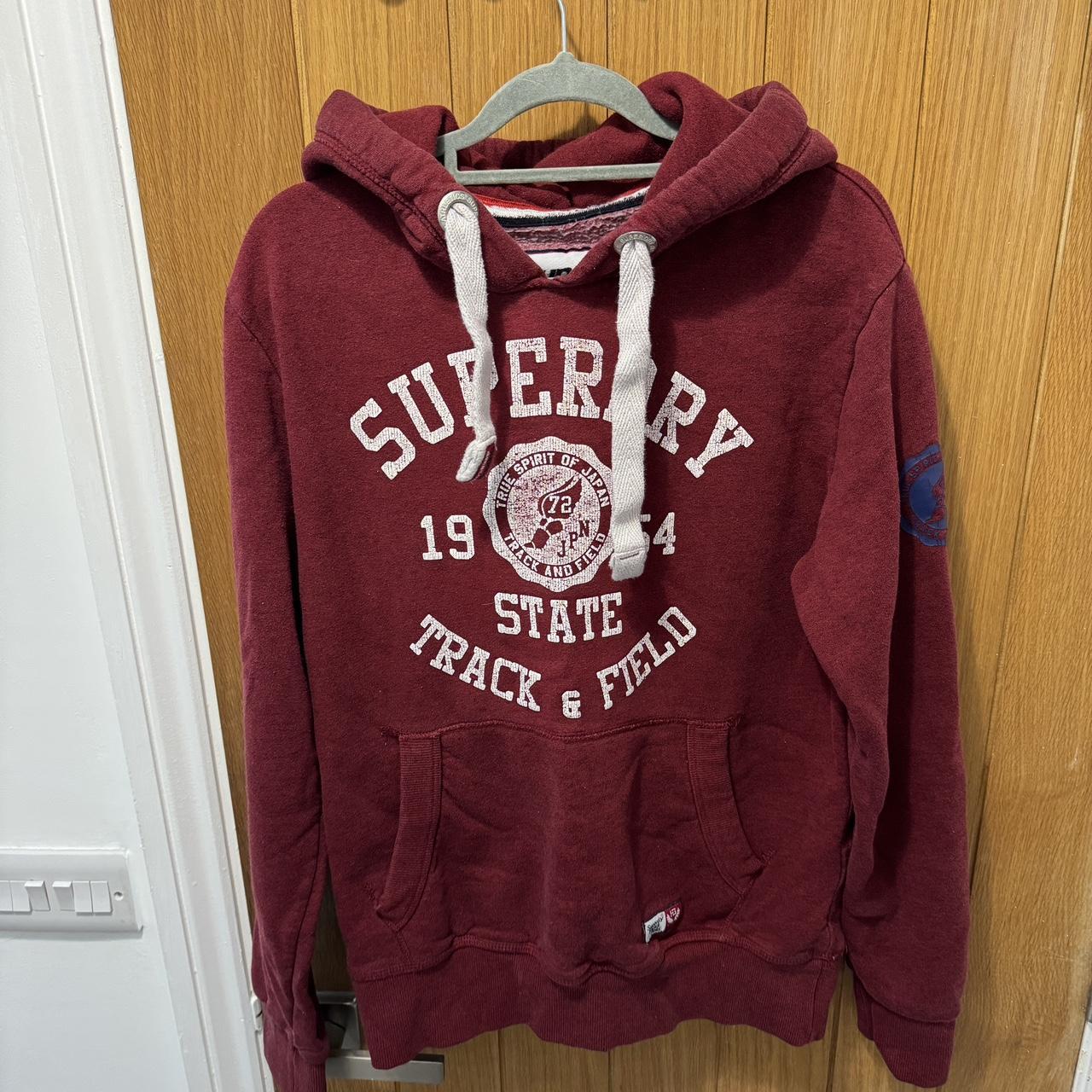 Burgundy Superdry hoodie #Superdry - Depop