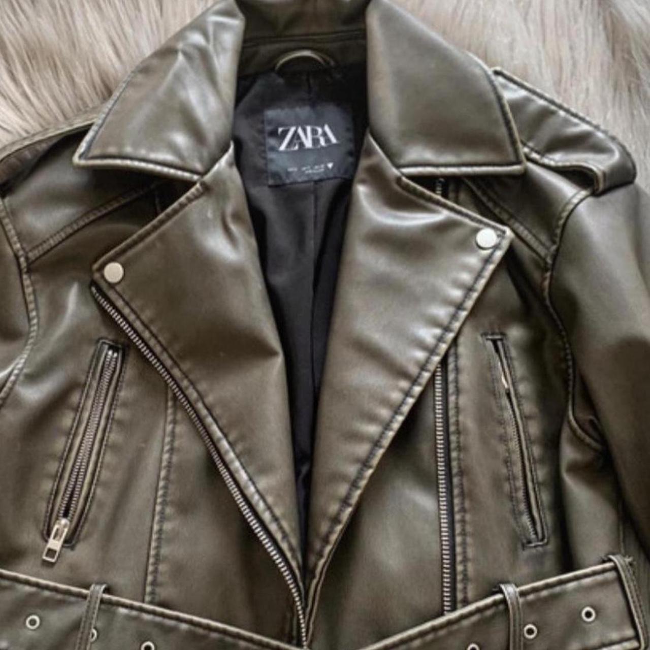 ZARA LEATHER JACKET. SIZE SMALL. WORN ONCE - Depop