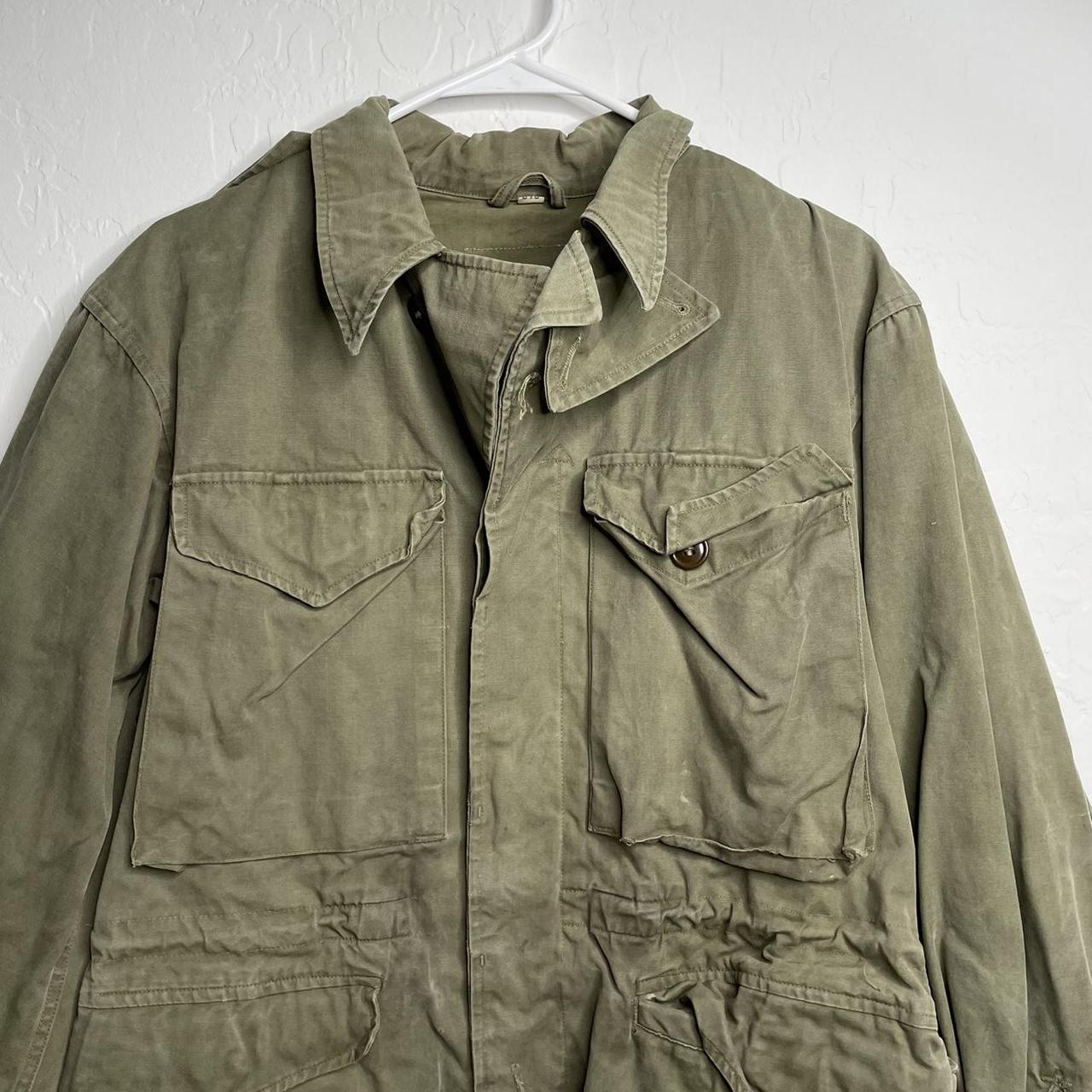 Vintage 79s 80s military olive green utility jacket... - Depop