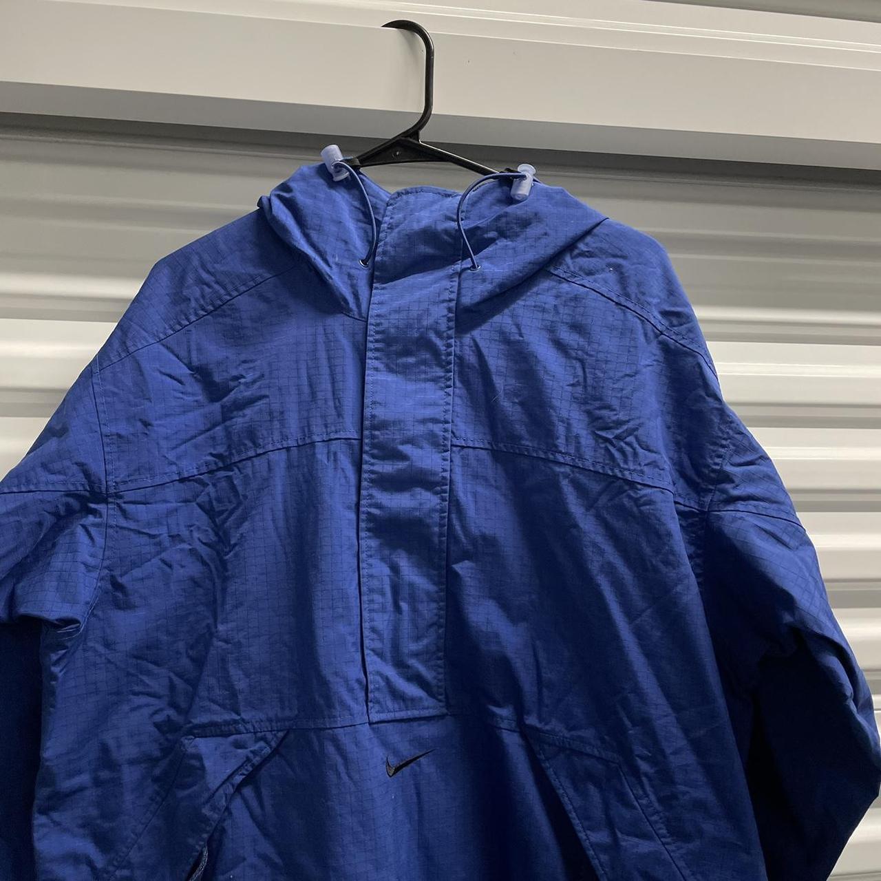 Vintage Nike tech wear windbreaker grid blue pull... - Depop