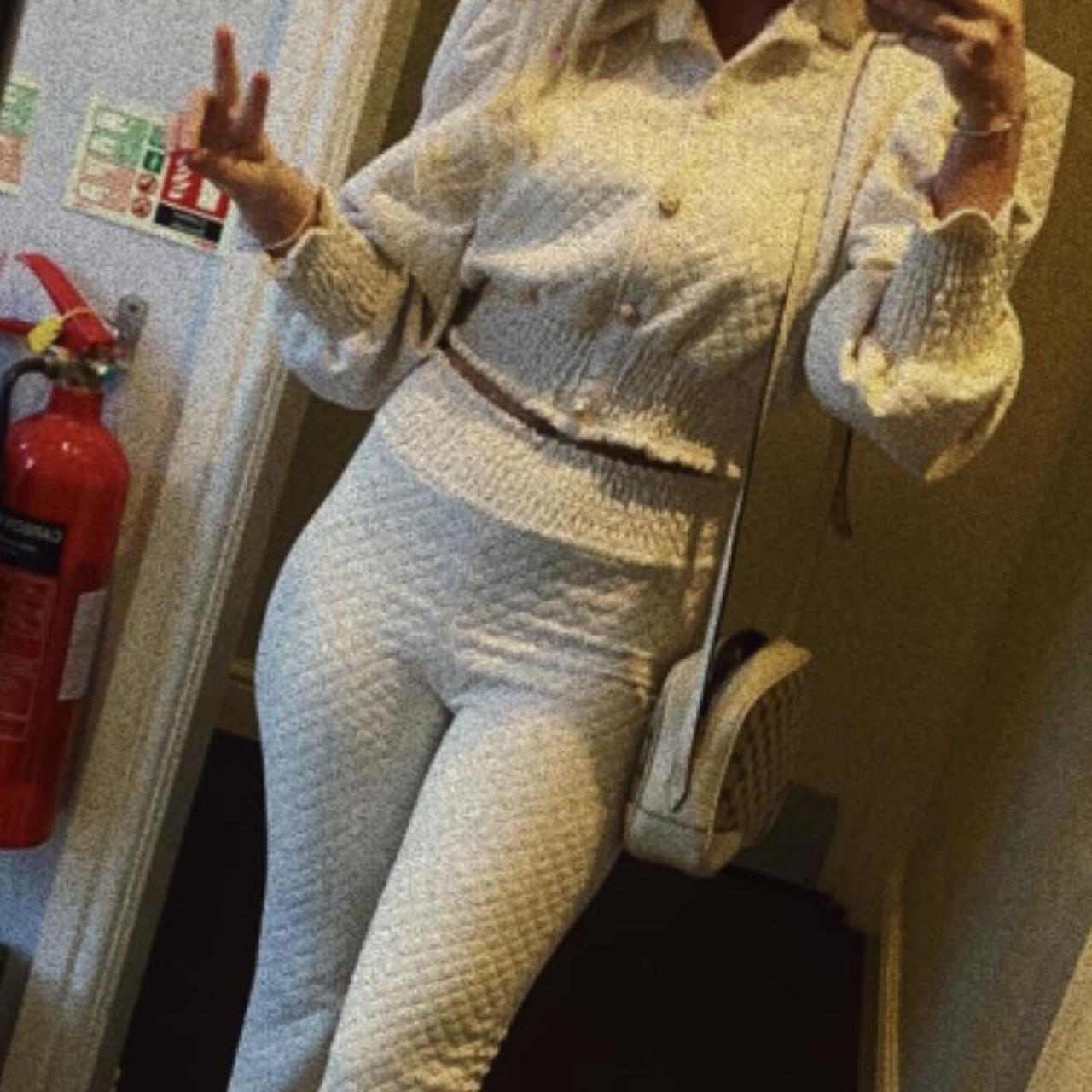 Cream two piece set from boutique Worn once in... - Depop