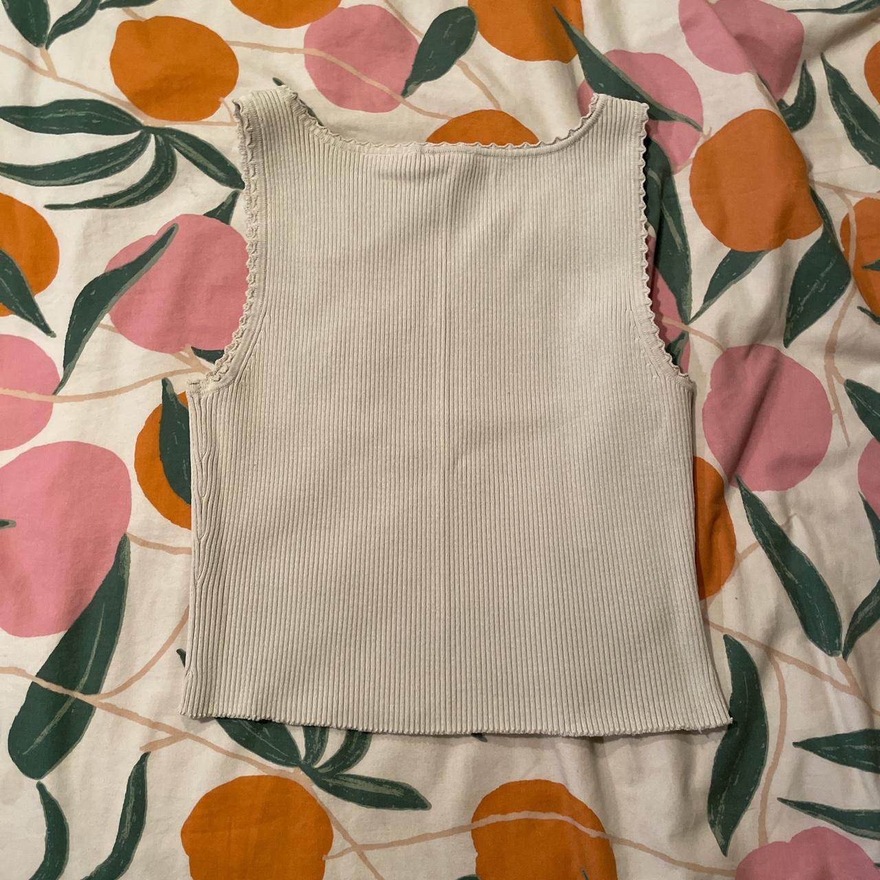 Cream Faded Glory Ribbed Tank Top Size M Fits Depop