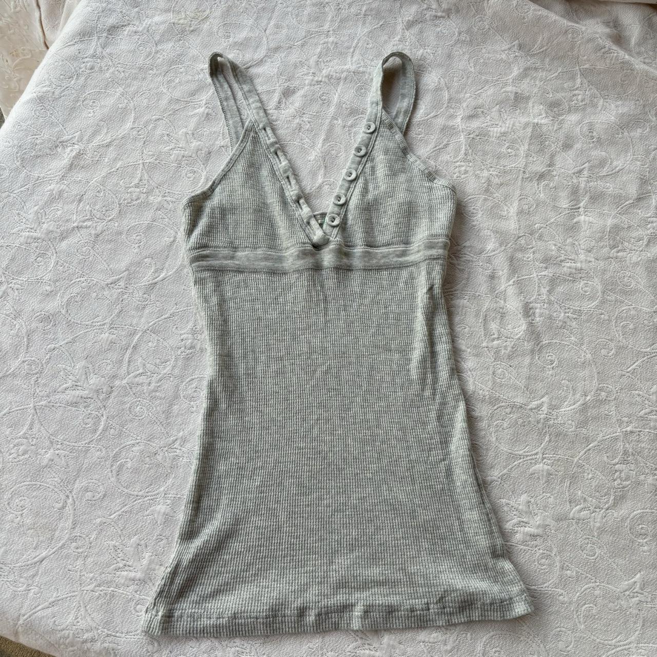 vintage early 2000s soft grey cami v neck tank top... - Depop