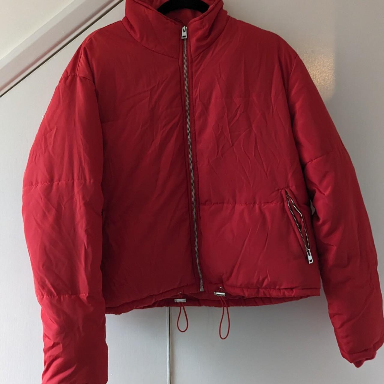 New Look Cropped Red Puffer - Depop