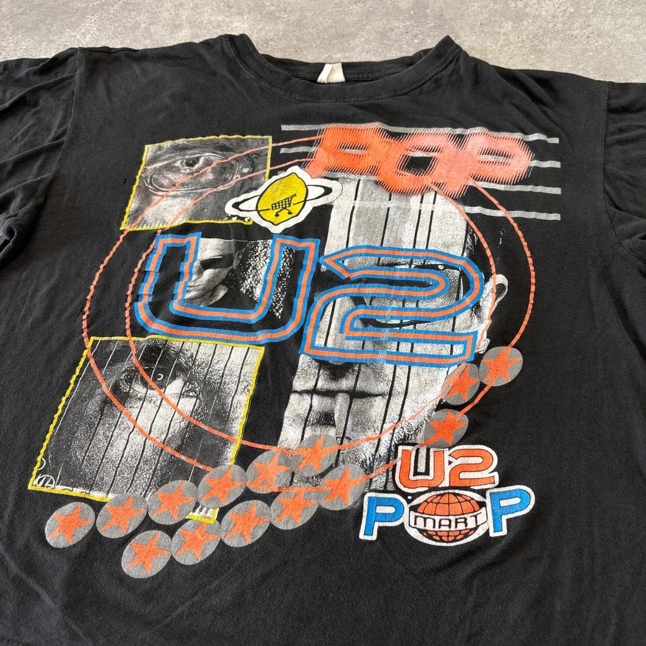 BLACK VINTAGE U2 POPMART TOUR BAND T SHIRT VINTAGE T... - Depop