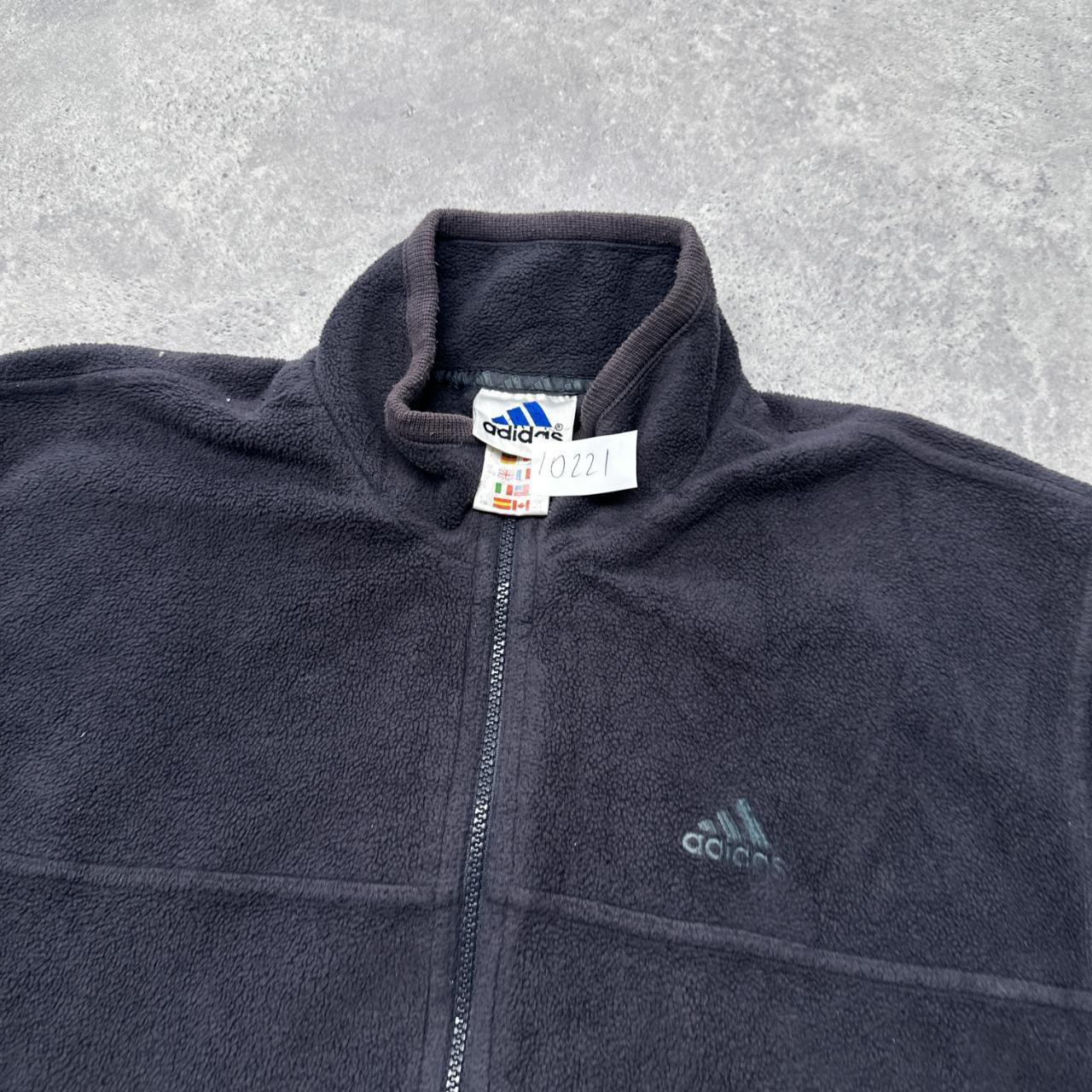 BLACK VINTAGE ADIDAS FLEECE FULL ZIP JACKET... - Depop