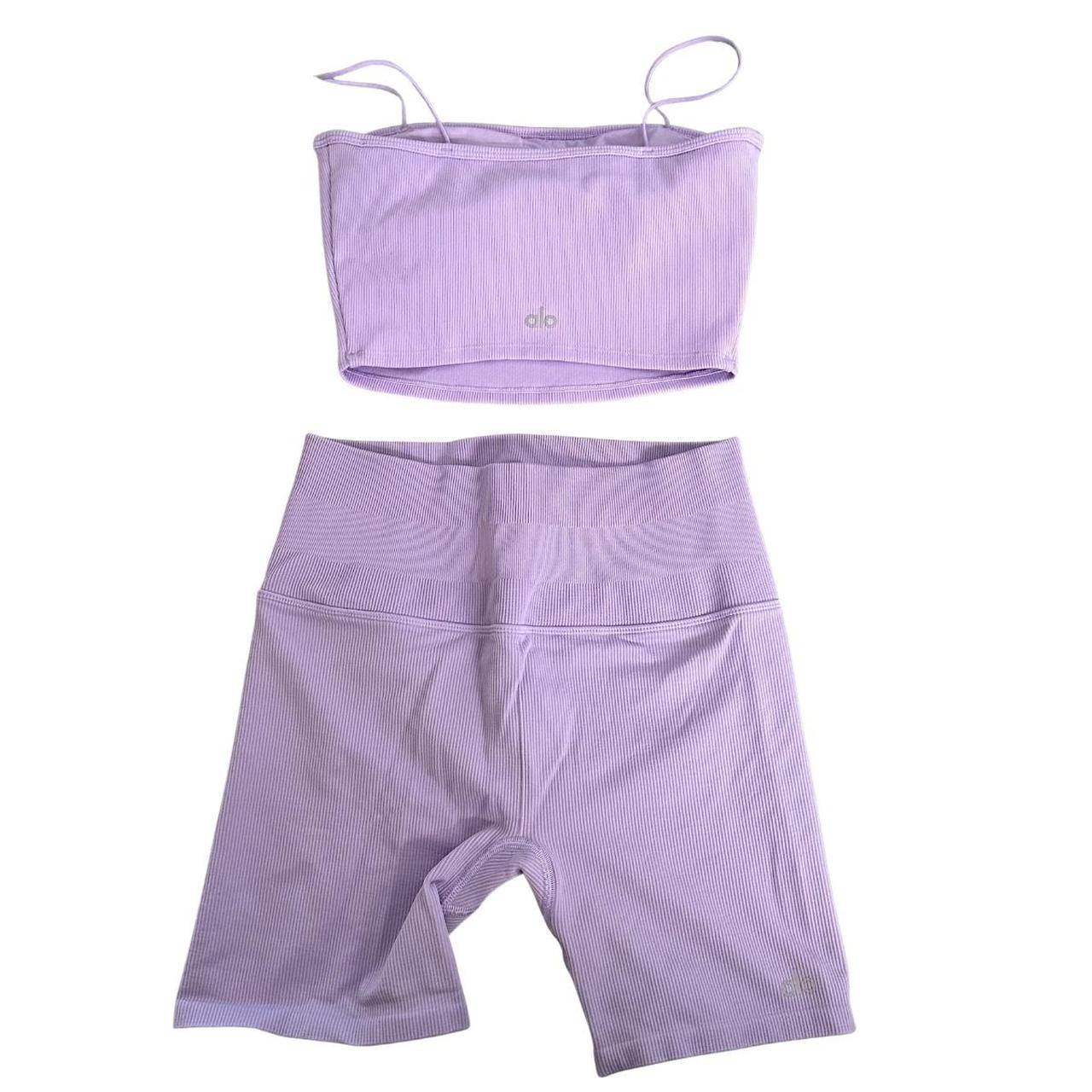 Alo Yoga violet skies workout set -Goddess ribbed... - Depop