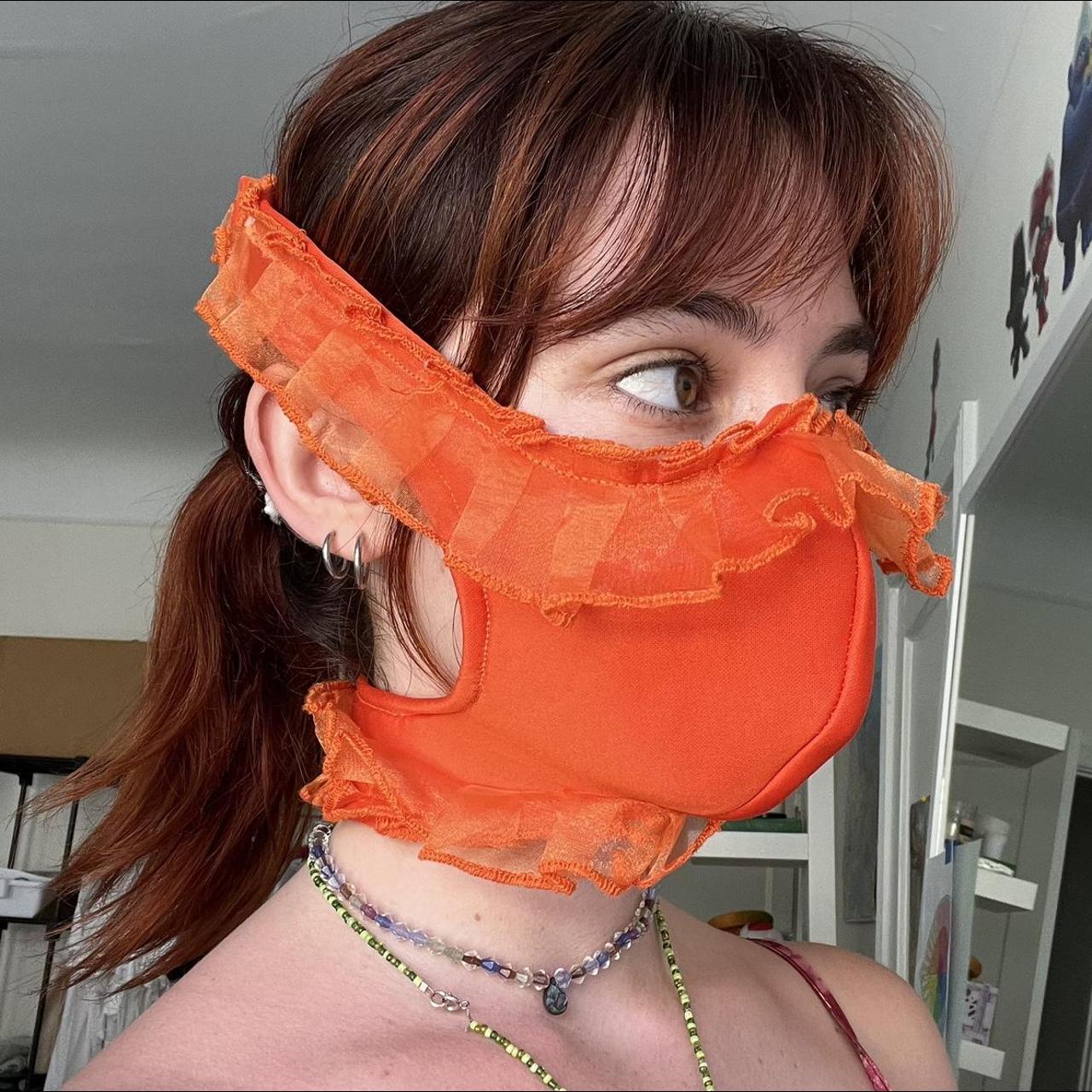 Orange Ruffle Handmade Face Mask! so extra hehehe,... - Depop