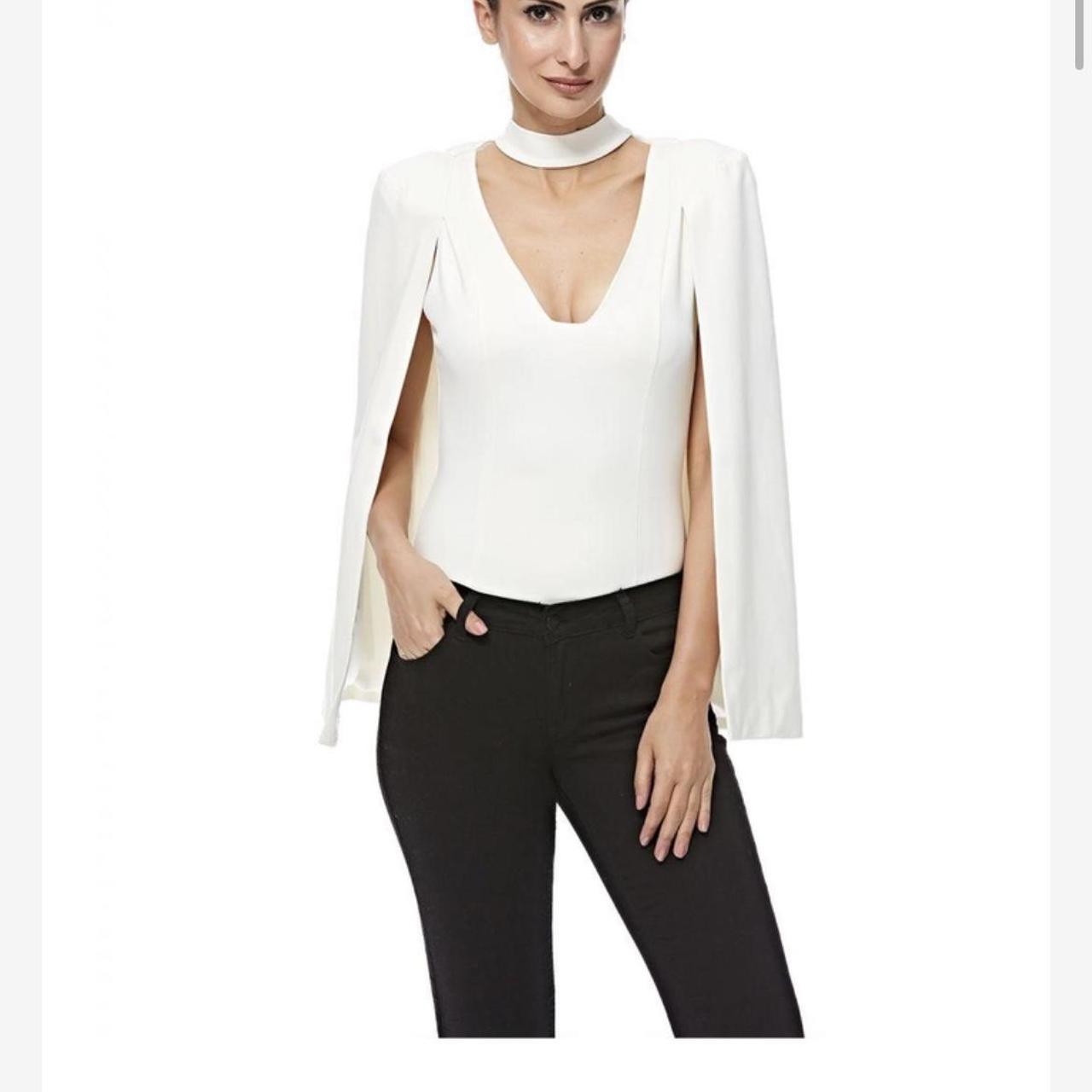 Lavish Alice keyhole neck plunge cape bodysuit Size... - Depop