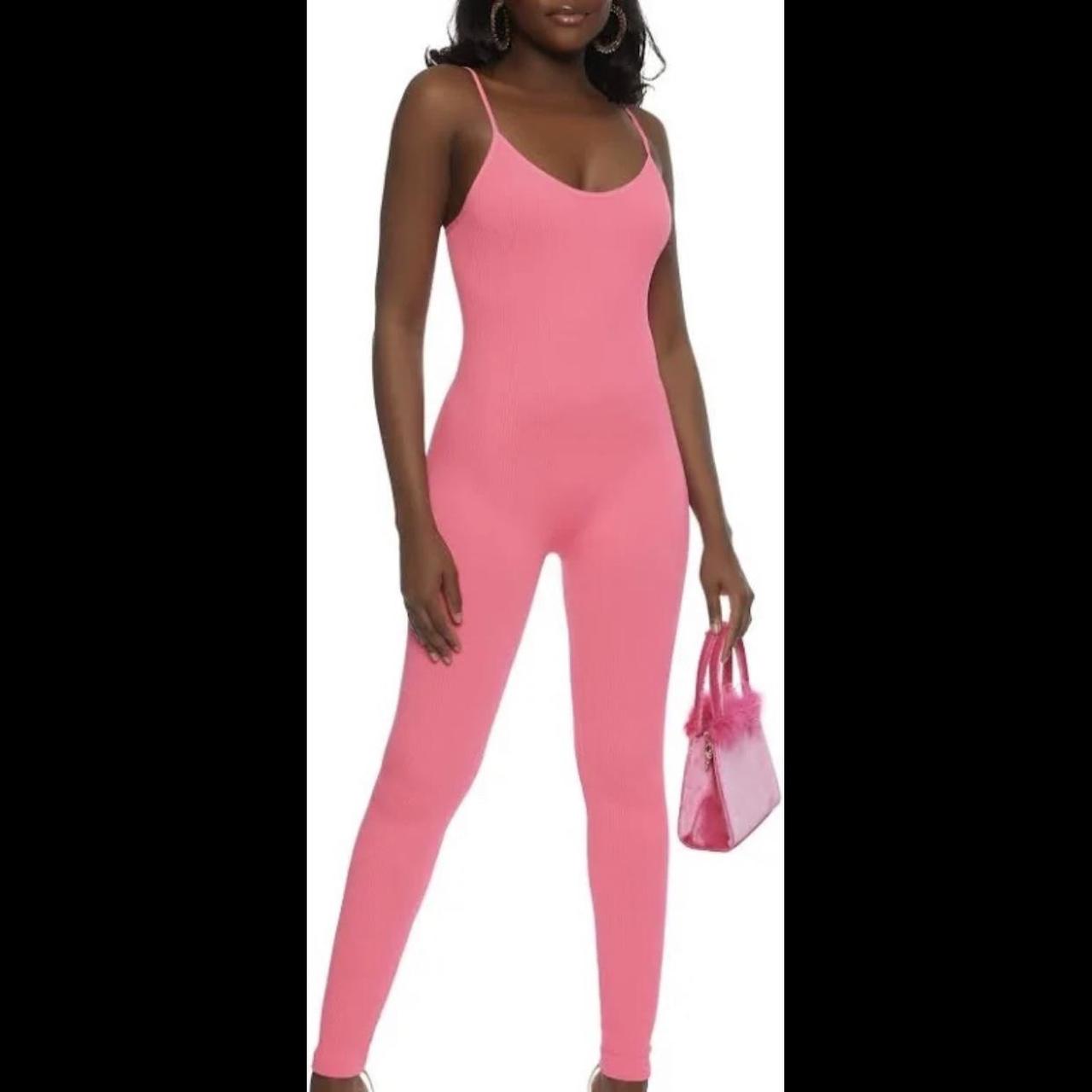 Skims dupe Fusha pink spandex jumpsuit - Depop
