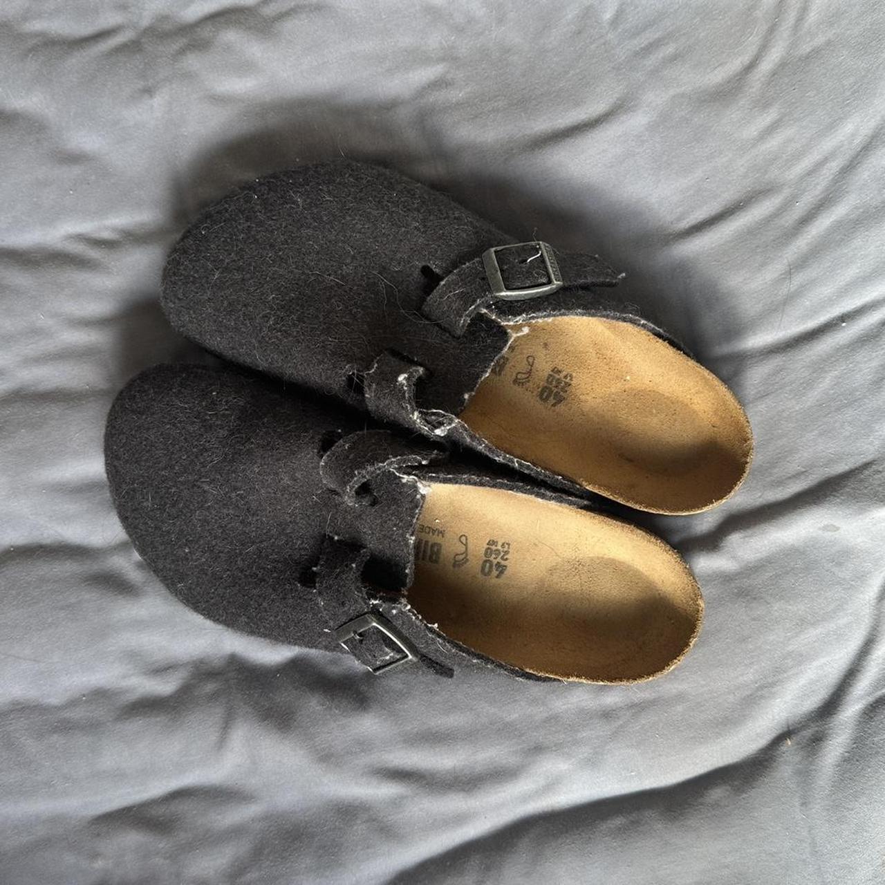 Birkenstock dark grey anthracite wool clogs size 7... - Depop