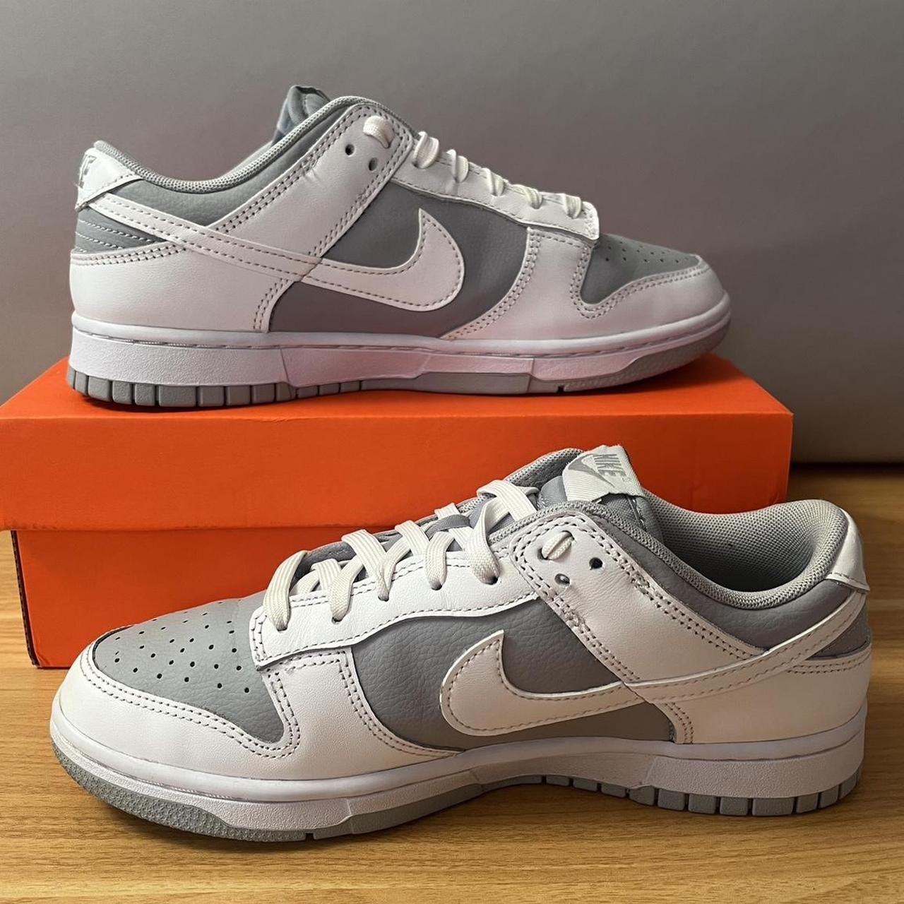 Nike Dunk Low Grey White Mens UK 6 Grey and White... - Depop
