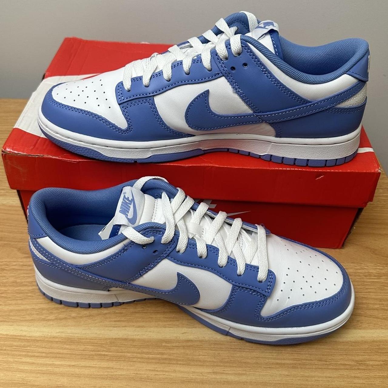 NIKE DUNK LOW RETRO Blue White Polar/White Mens UK... - Depop