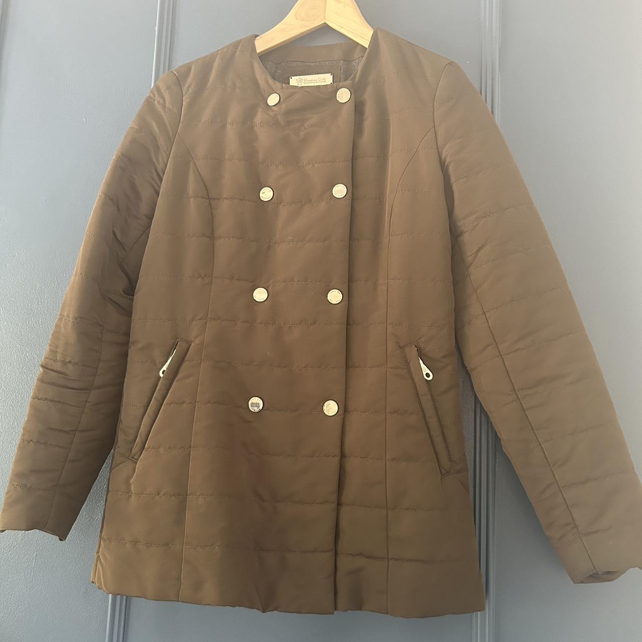 Massimo Dutti brown puffer collarless jacket size S.... - Depop Massimo Dutti brown puffer collarless jacket size S.... - Depop