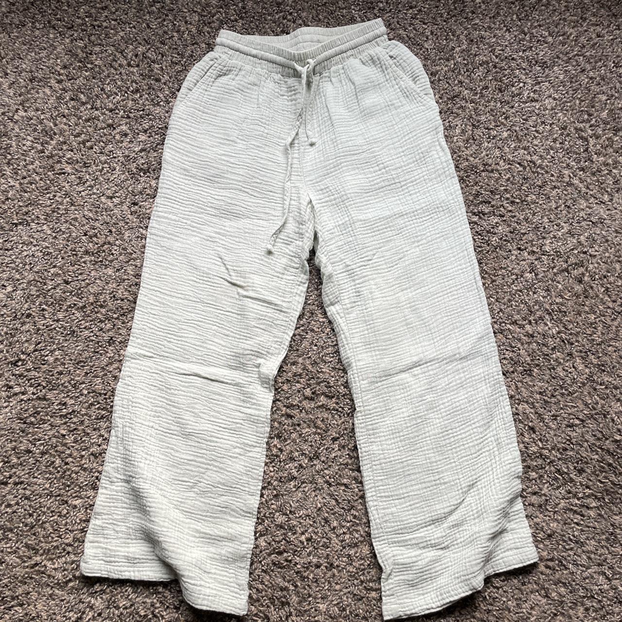 Linen Muslin material pants 👒 Pastel green In great... - Depop