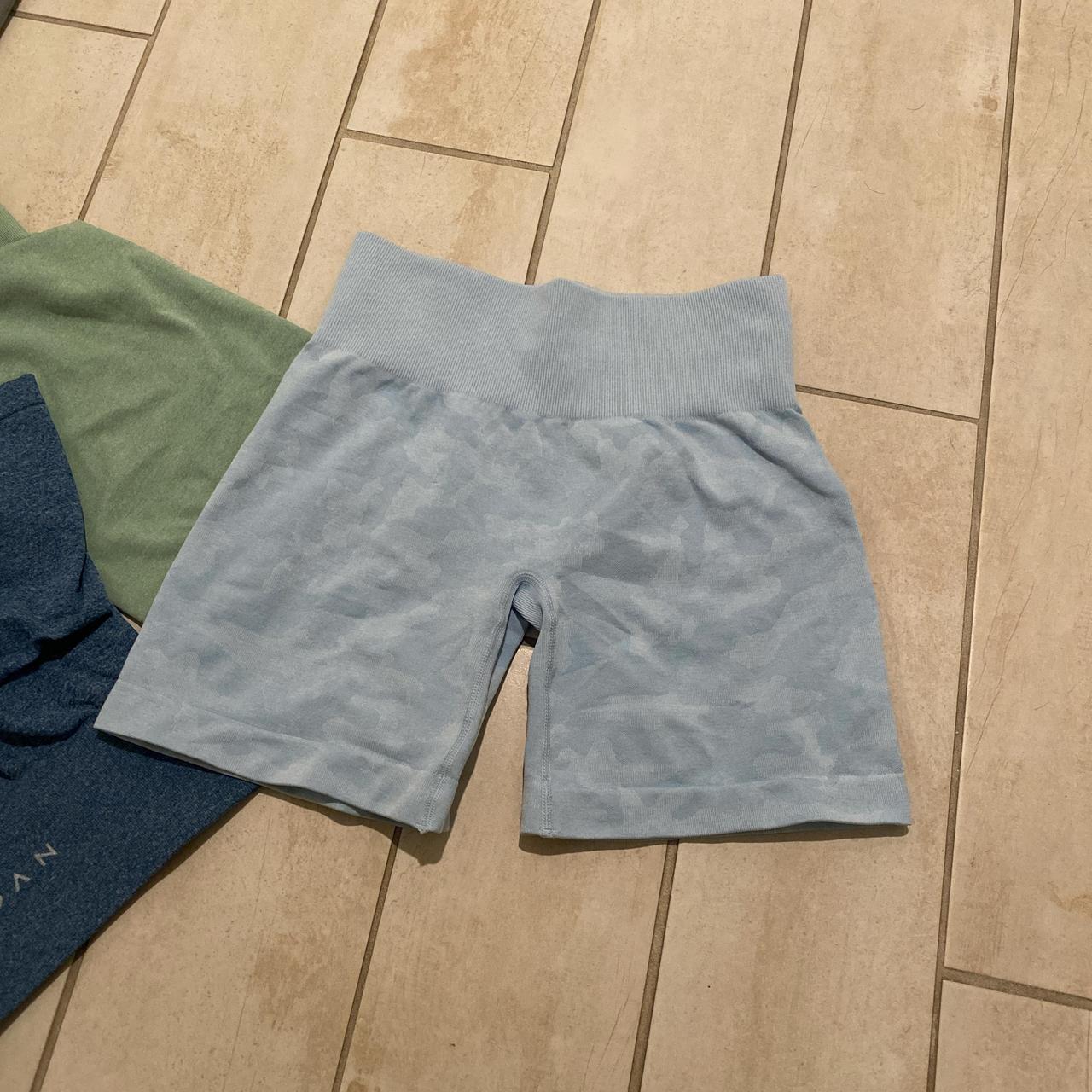NVGTN icy blue camo seamless shorts Size small Worn... - Depop