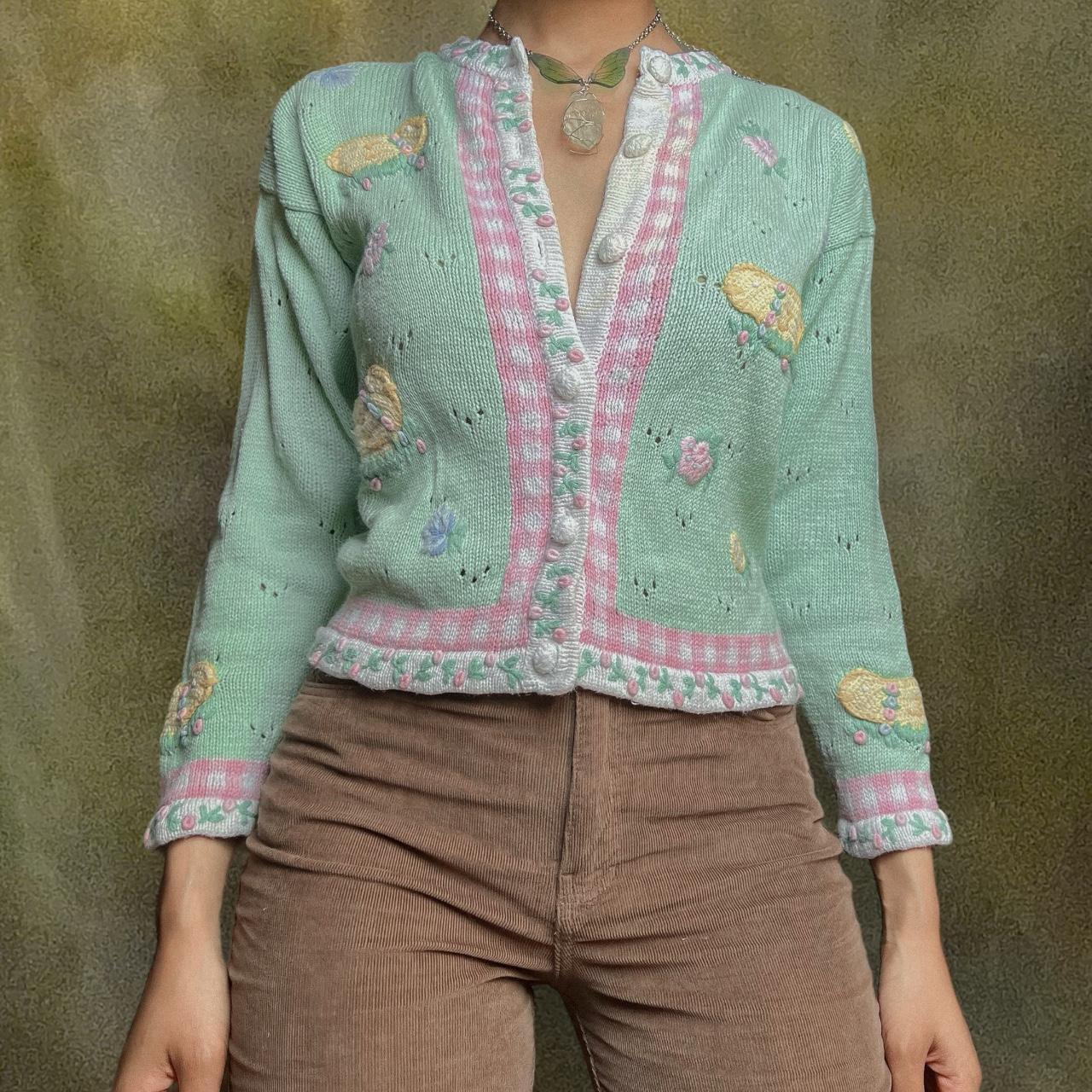 Vintage Easter Knit Cardigan 🐣 ⚔️ floral... - Depop