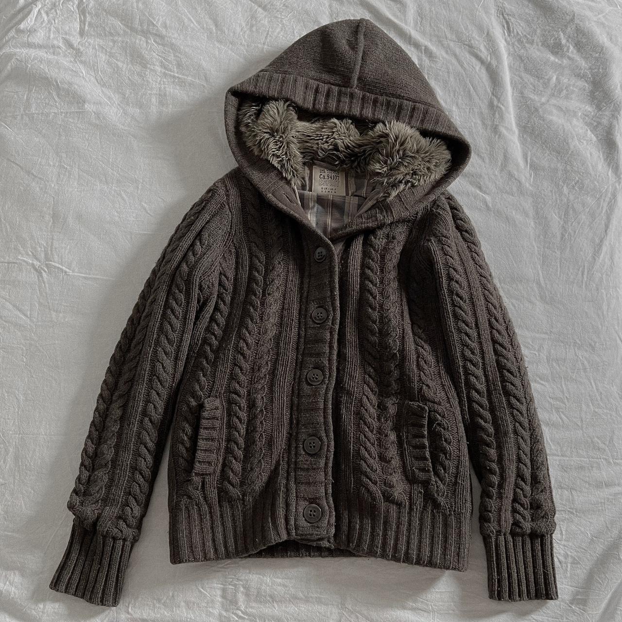 Cable Knit Hooded Jacket 🥀 ⚔️ button down, hood,... - Depop